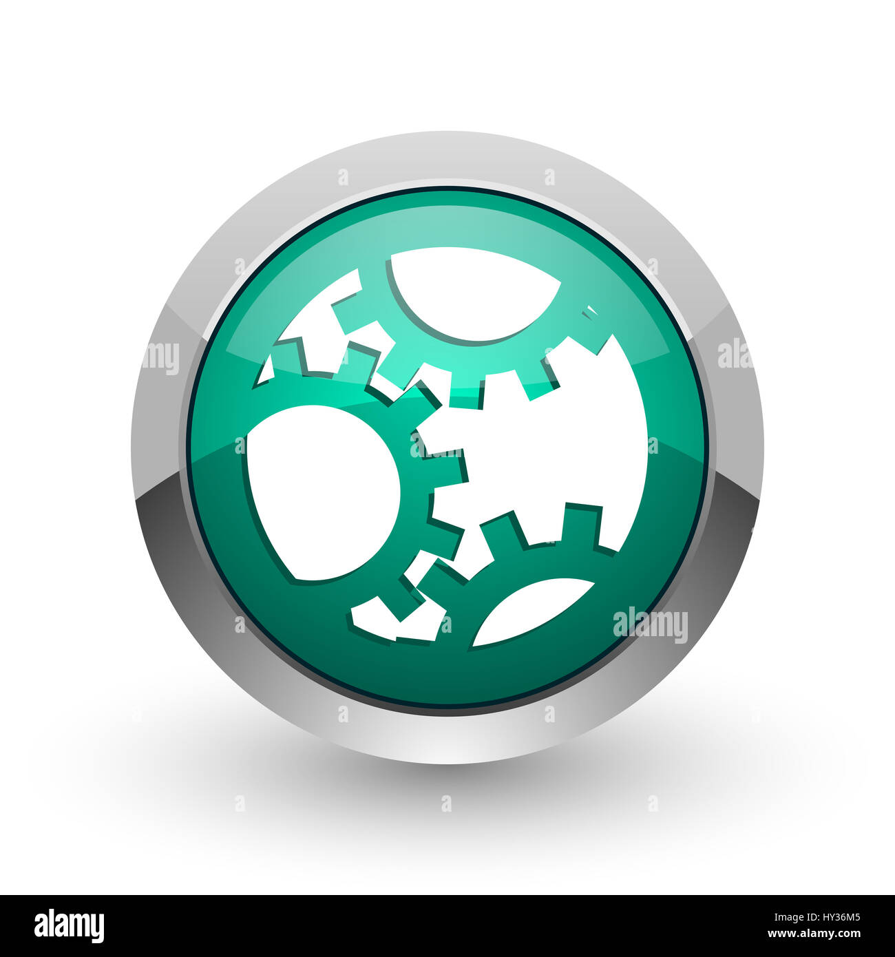 Green mechanical gears icon hi-res stock photography and images - Alamy
