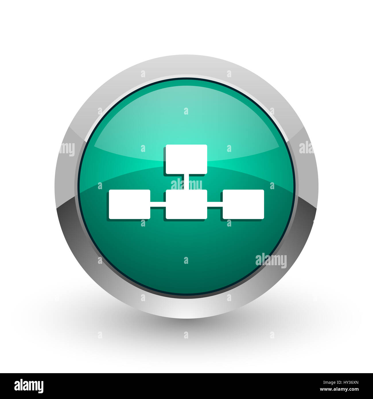 Database silver metallic chrome web design green round internet icon ...