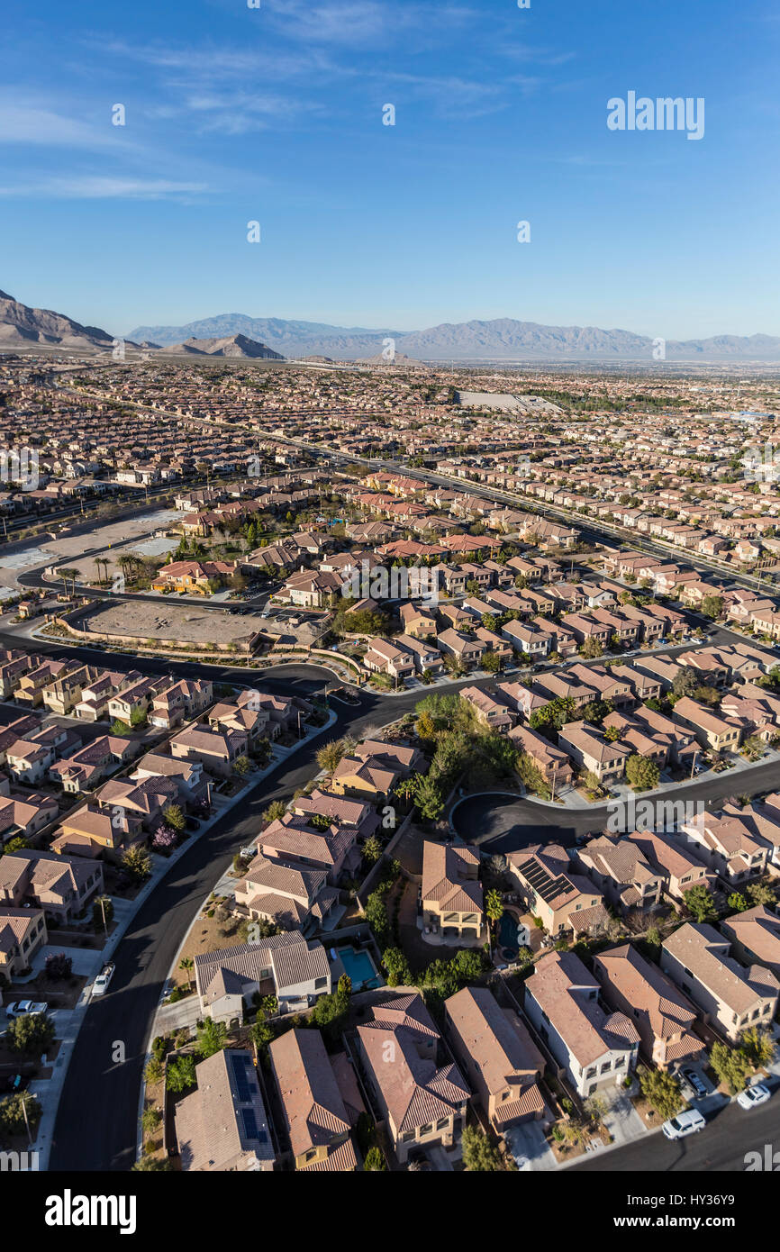 Aerial view of modern suburban residential area in Las Vegas, Nevada ...