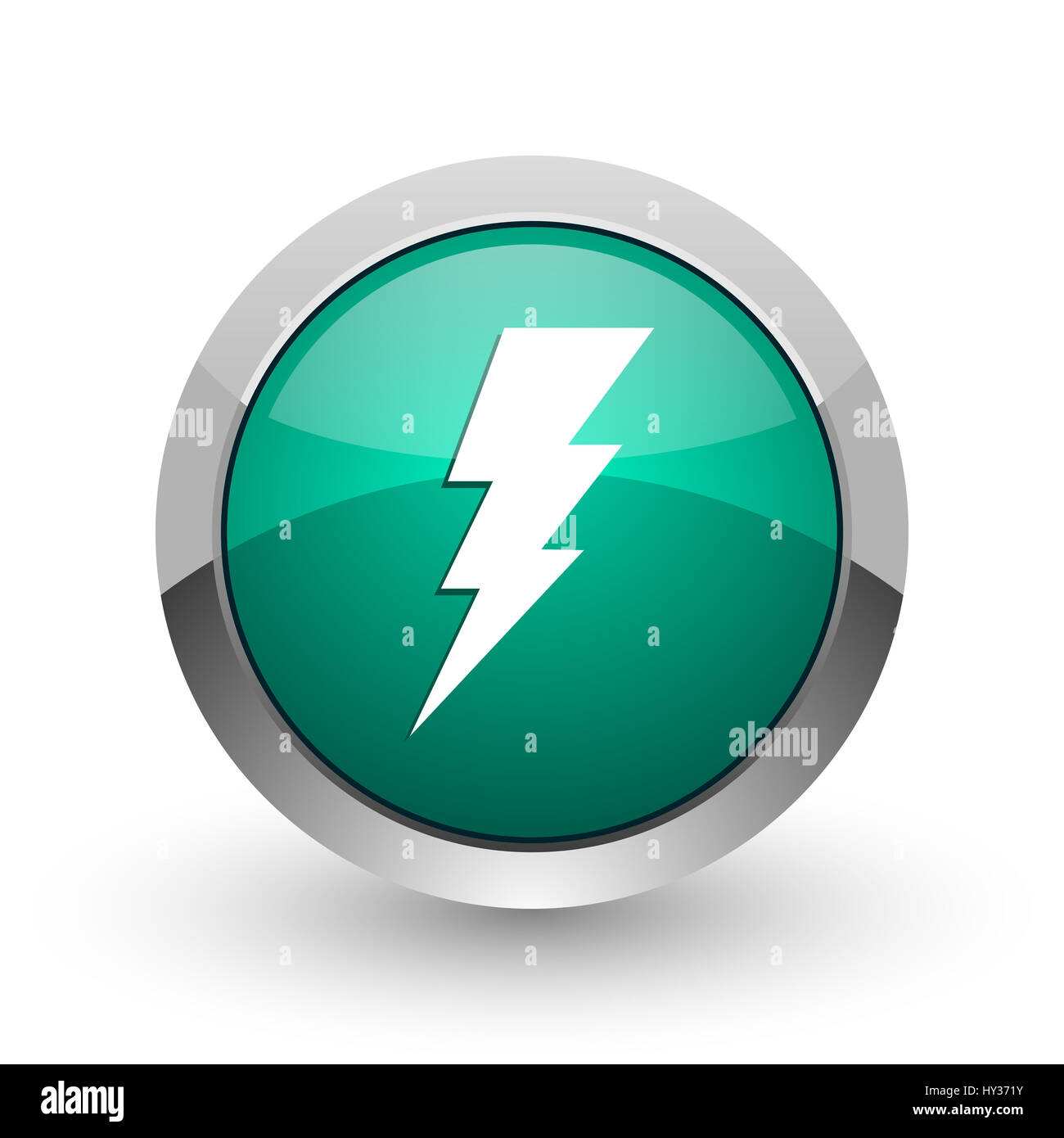 Bolt silver metallic chrome web design green round internet icon with ...