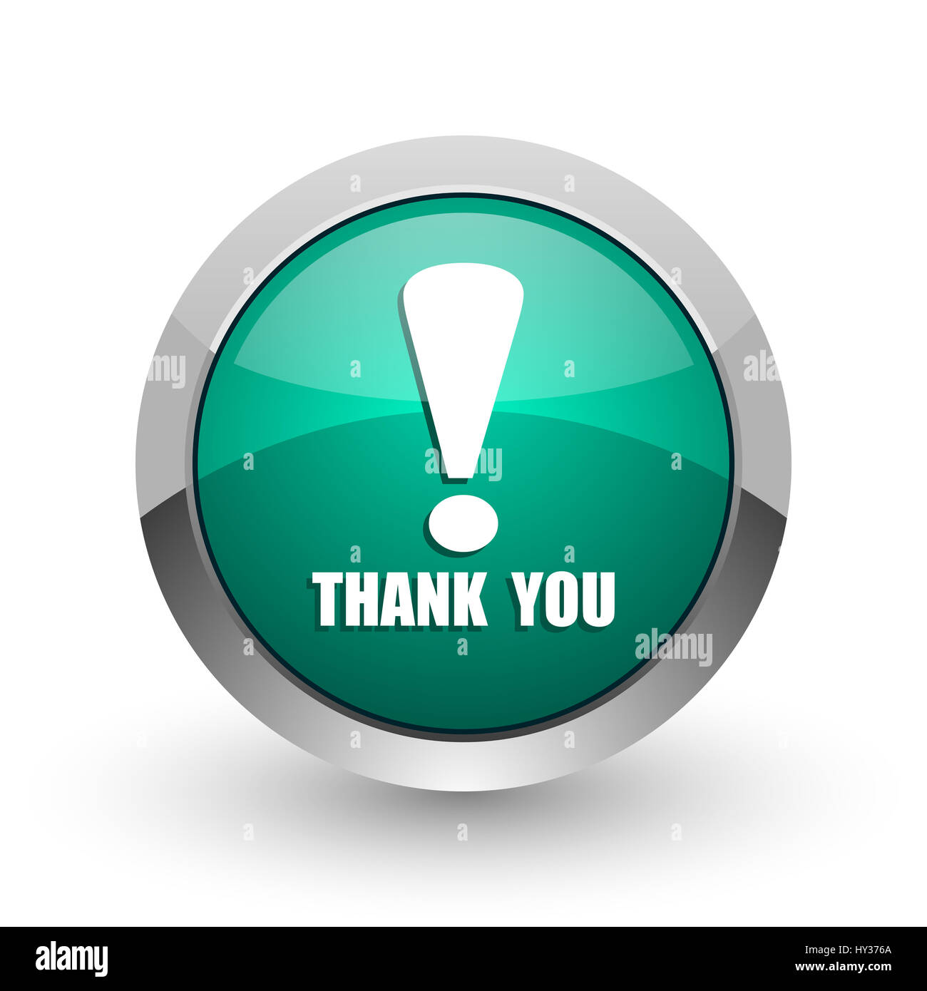 Thank you silver metallic chrome web design green round internet icon ...