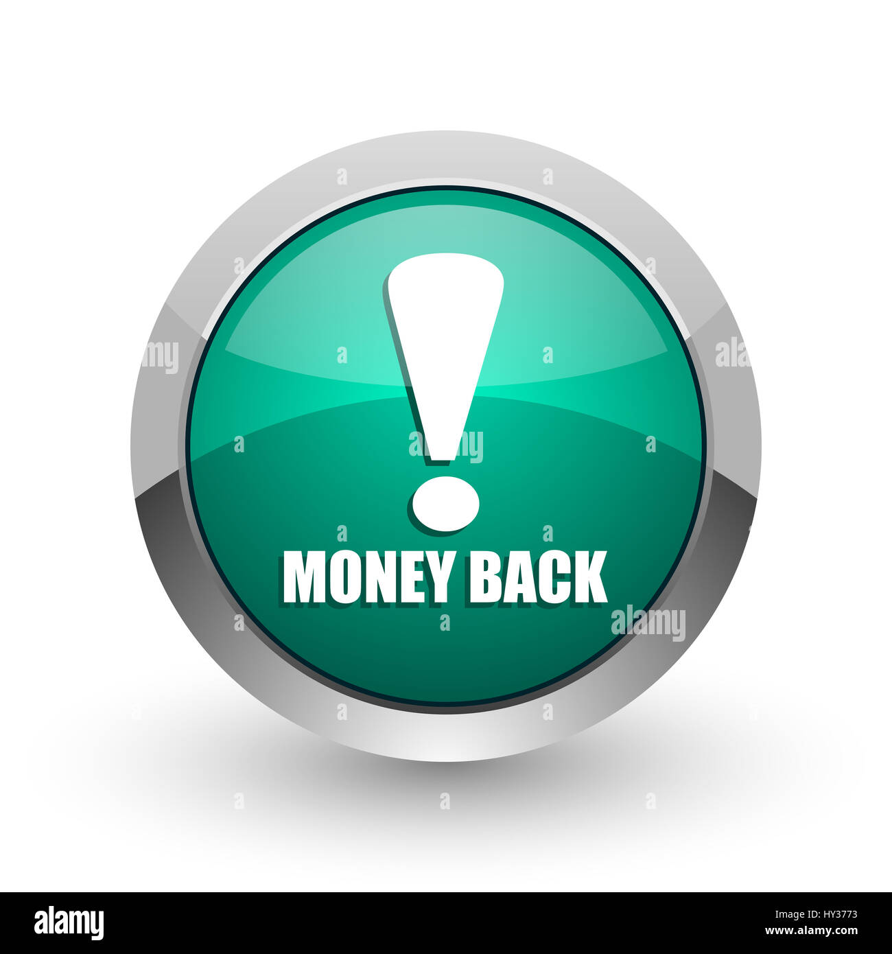 Money back silver metallic chrome web design green round internet icon ...