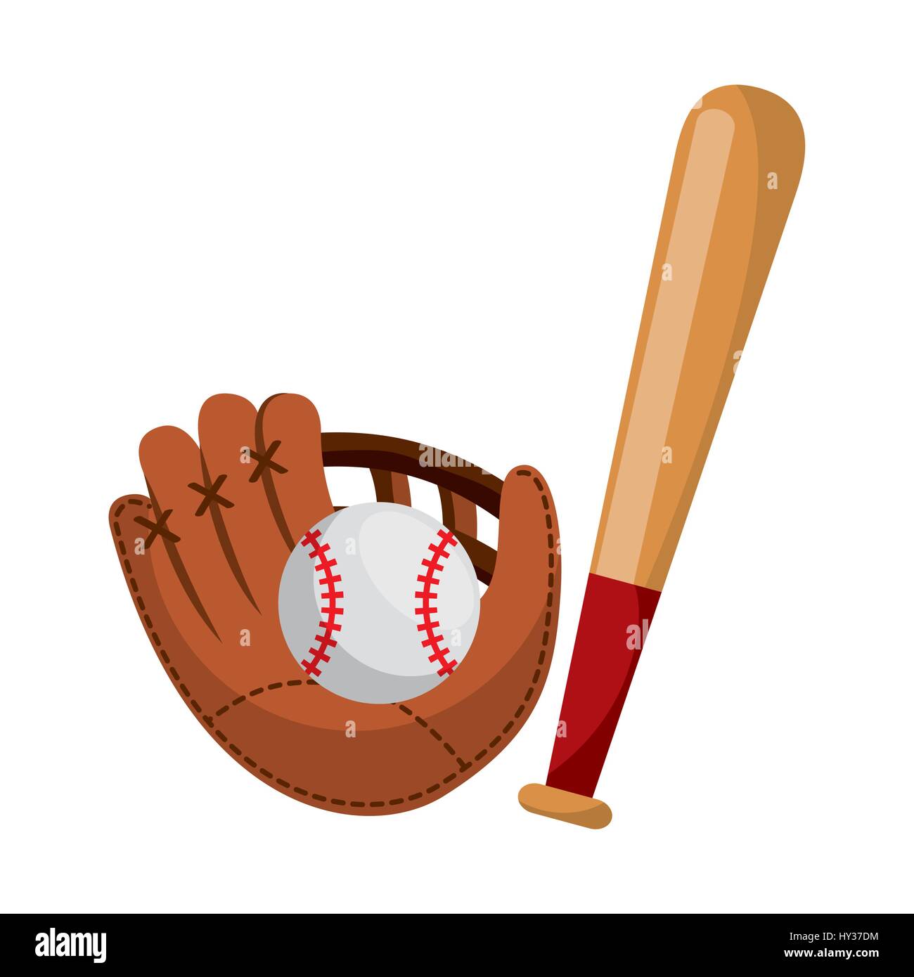 Cartoon Baseball Bat And Glove