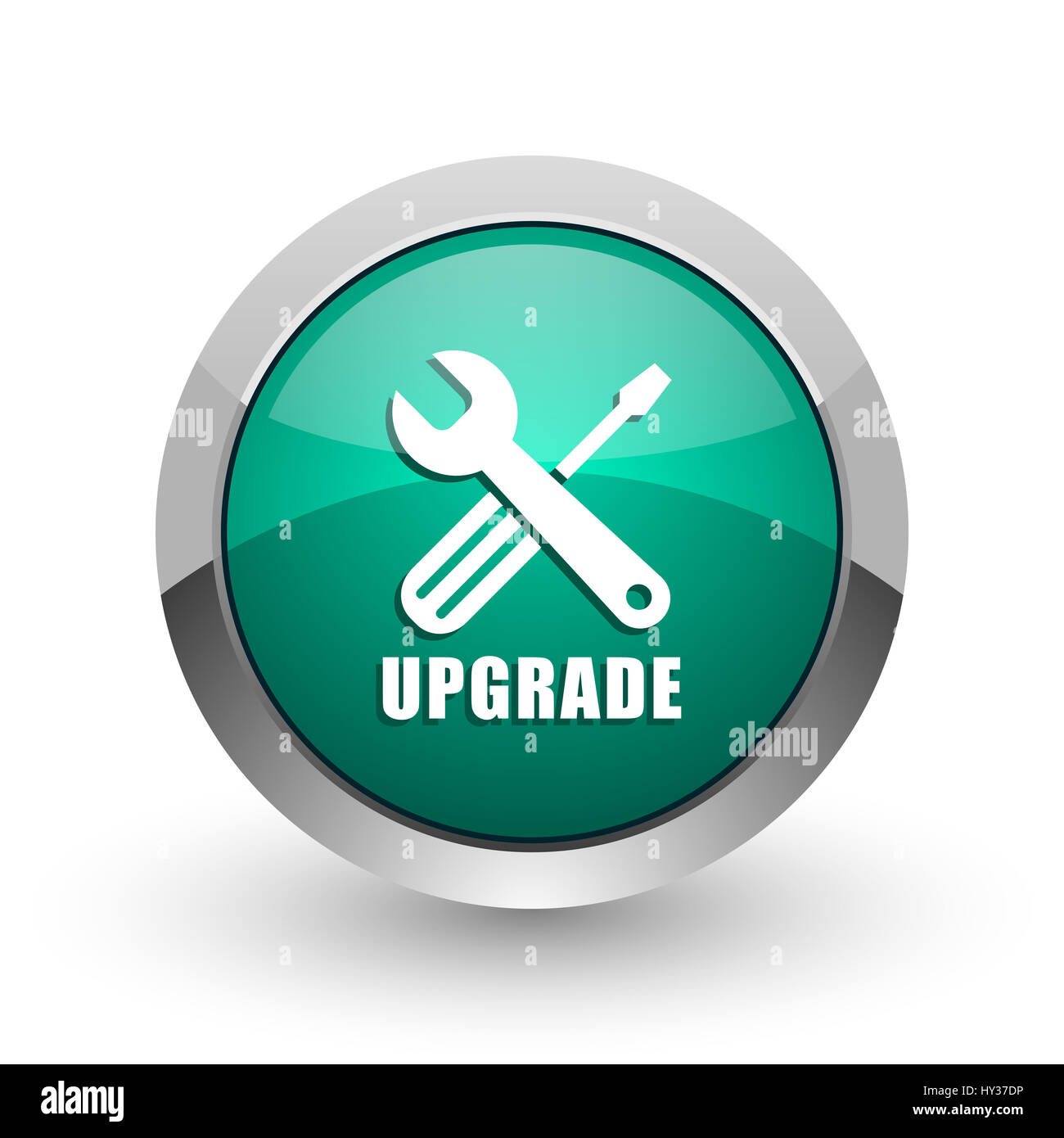 Upgrade silver metallic chrome web design green round internet icon ...