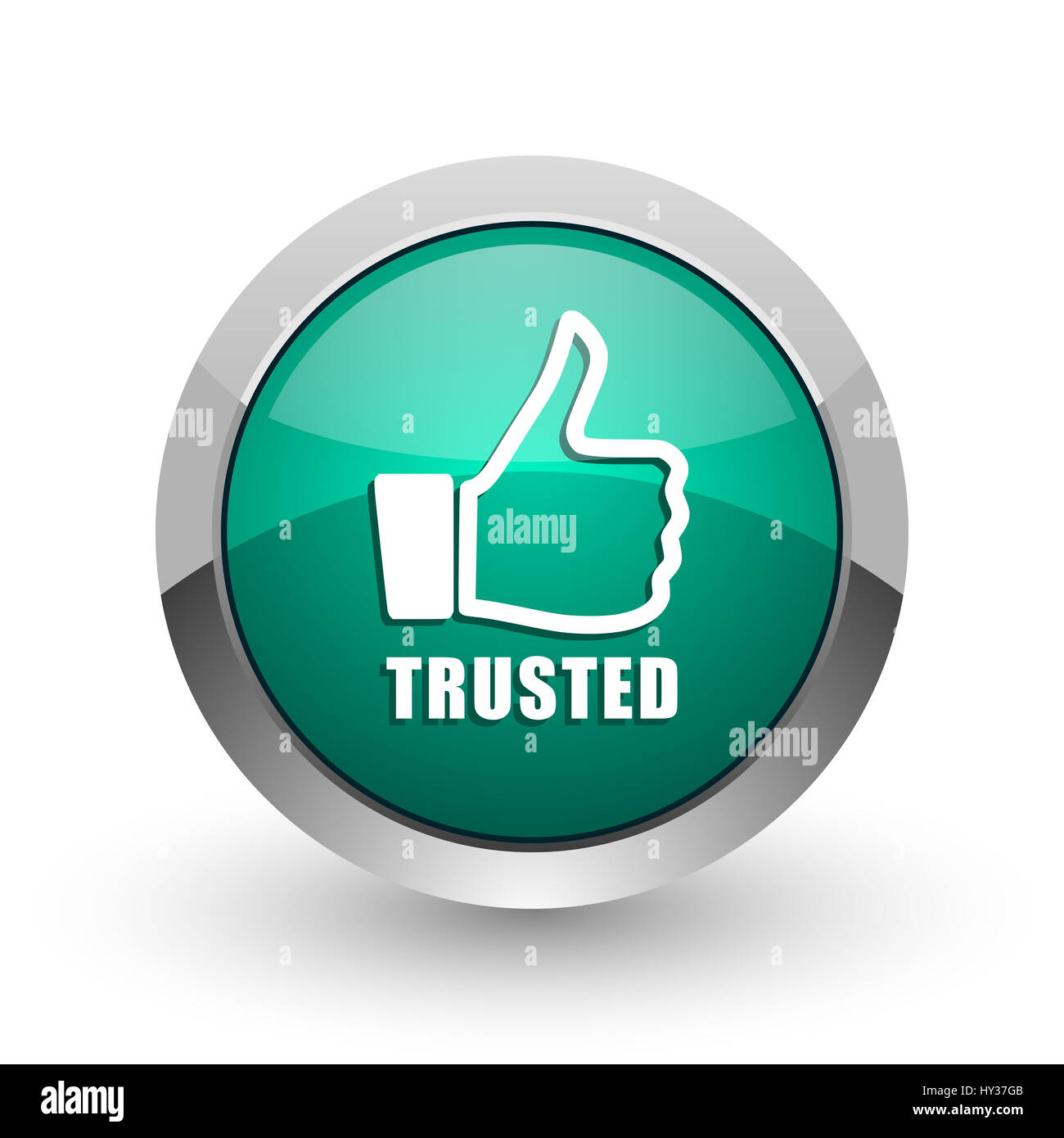 Trusted silver metallic chrome web design green round internet icon ...