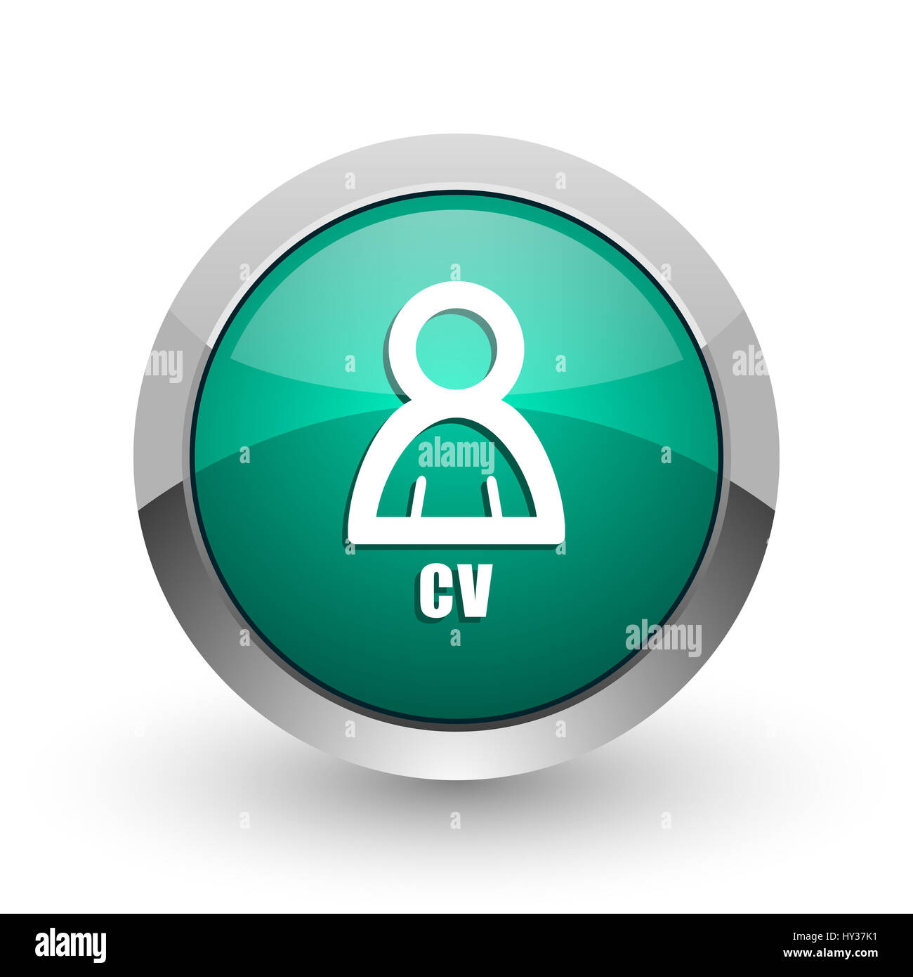 Cv silver metallic chrome web design green round internet icon with ...