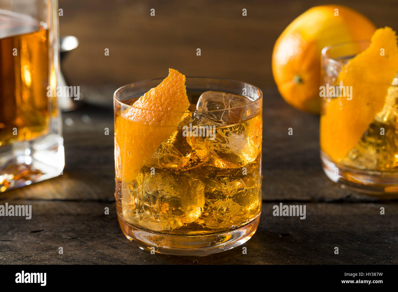 Boozy Homemade Old Fashioned Bourbon on the Rocks with an Orange ...