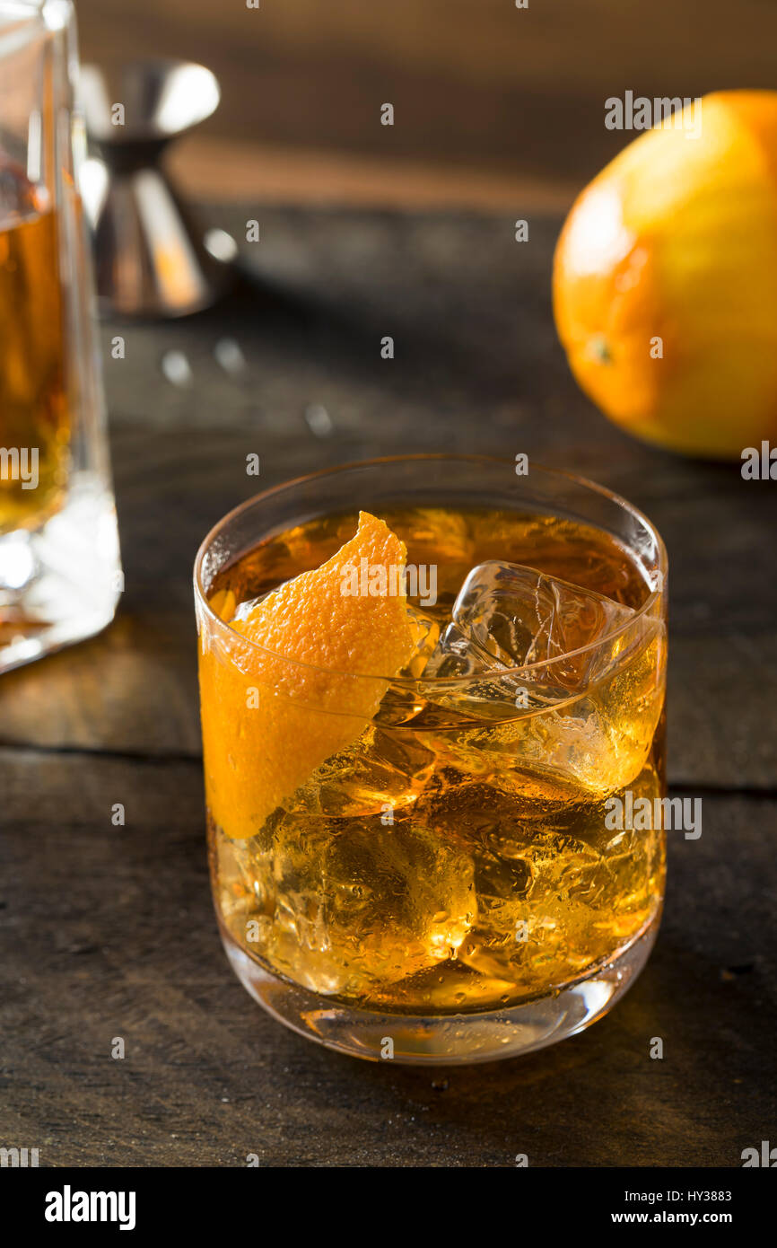 Boozy Homemade Old Fashioned Bourbon on the Rocks with an Orange ...