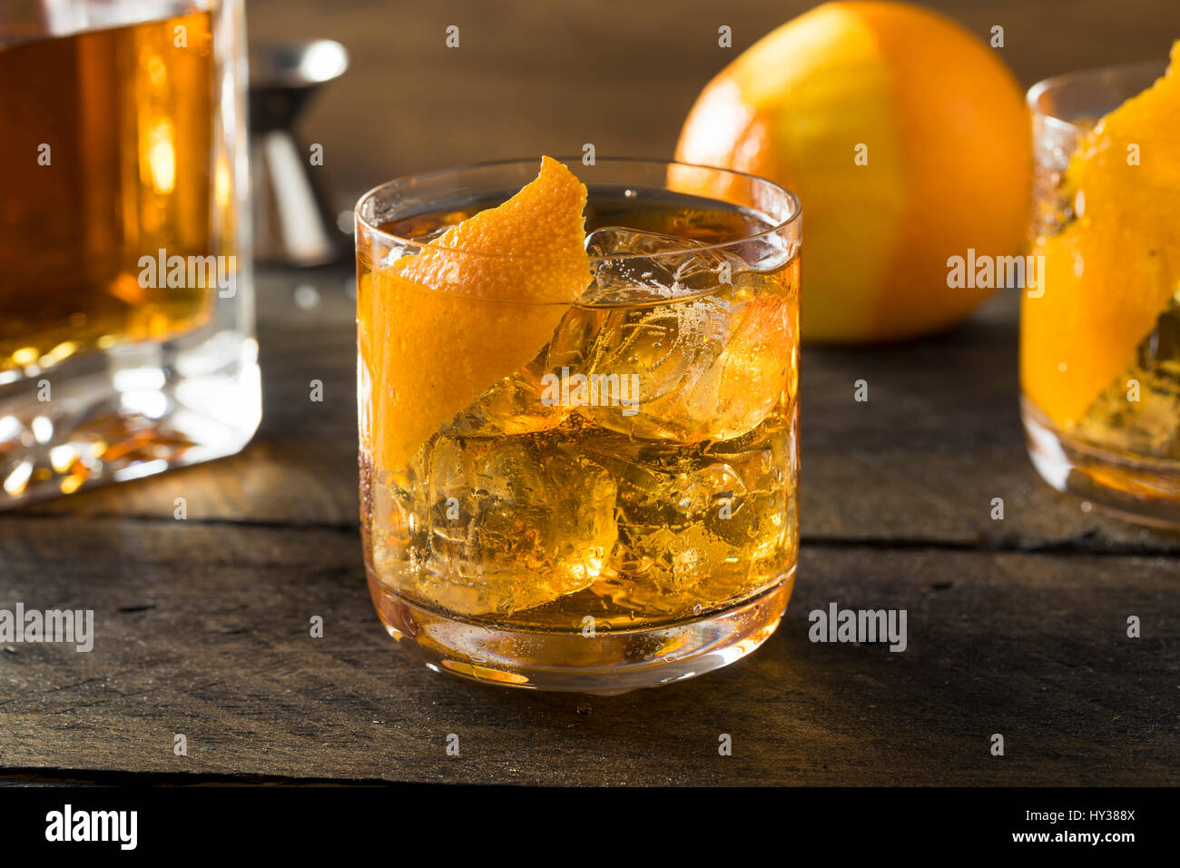Boozy Homemade Old Fashioned Bourbon on the Rocks with an Orange ...