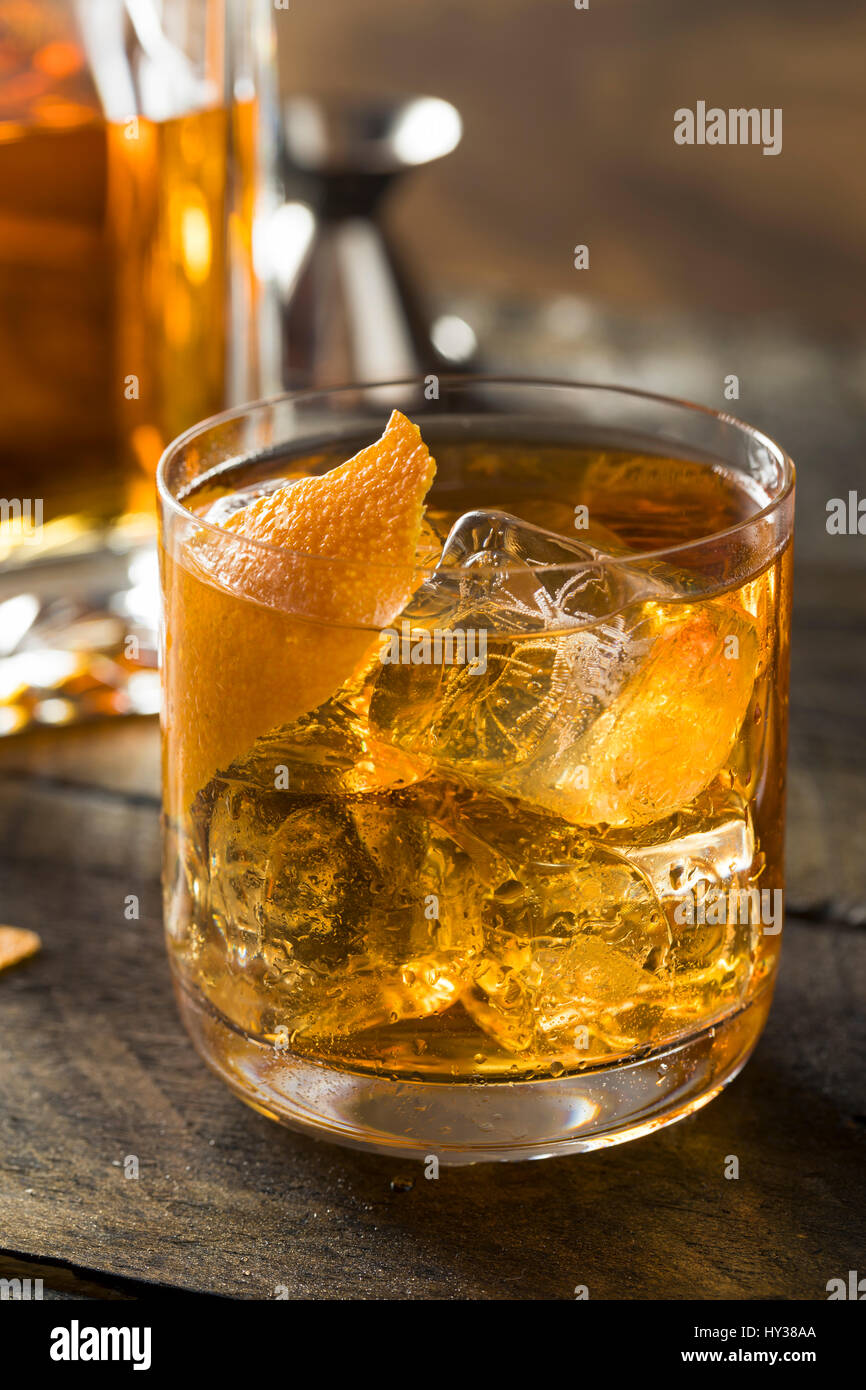 Boozy Homemade Old Fashioned Bourbon on the Rocks with an Orange ...
