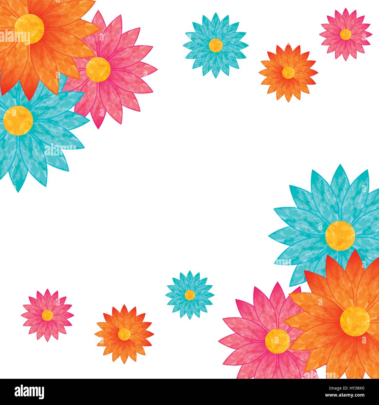 beautiful flowers frame over white background. colorful design. vector ...