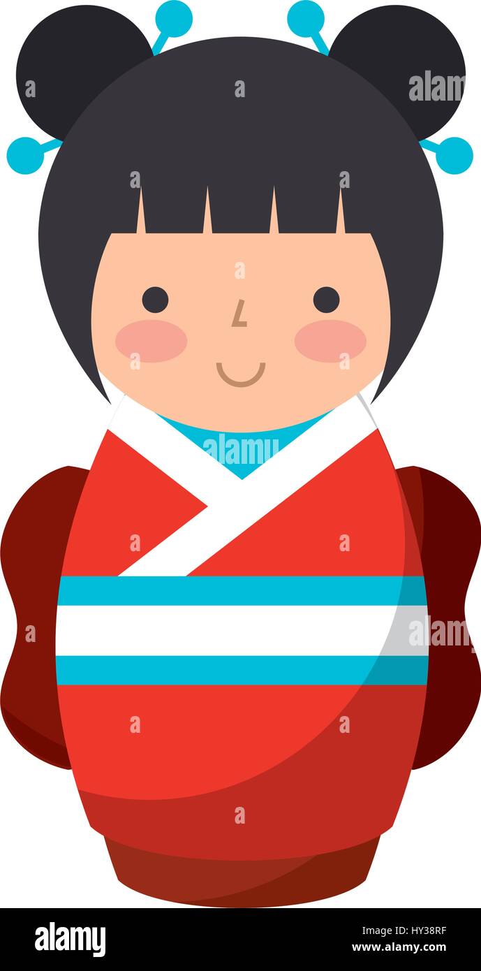 cute japanese doll icon vector illustration design Stock Vector Image ...