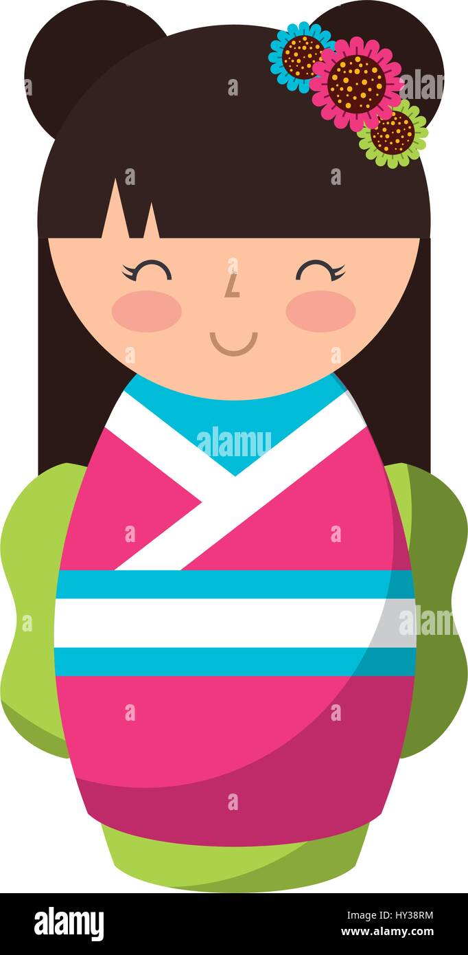 cute japanese doll icon vector illustration design Stock Vector Image ...