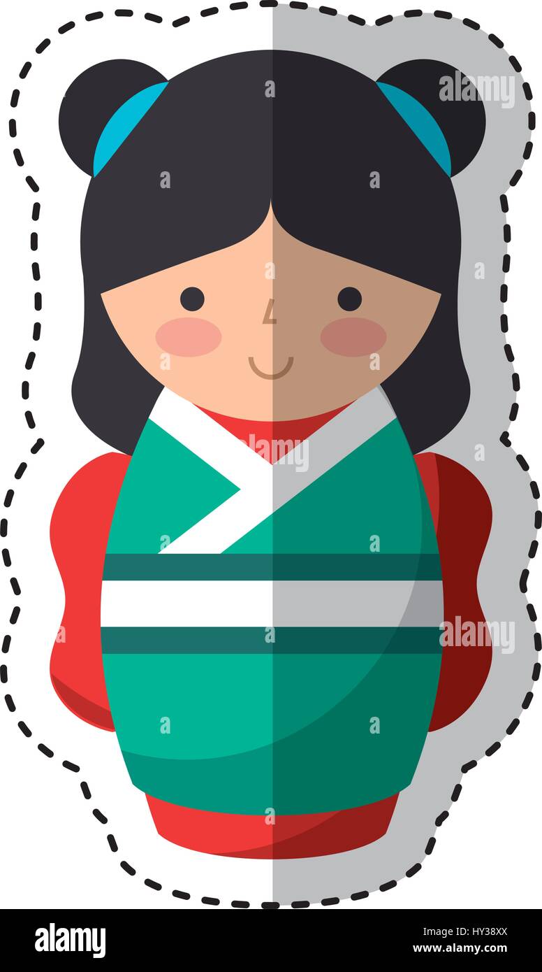 cute japanese doll icon vector illustration design Stock Vector Image ...