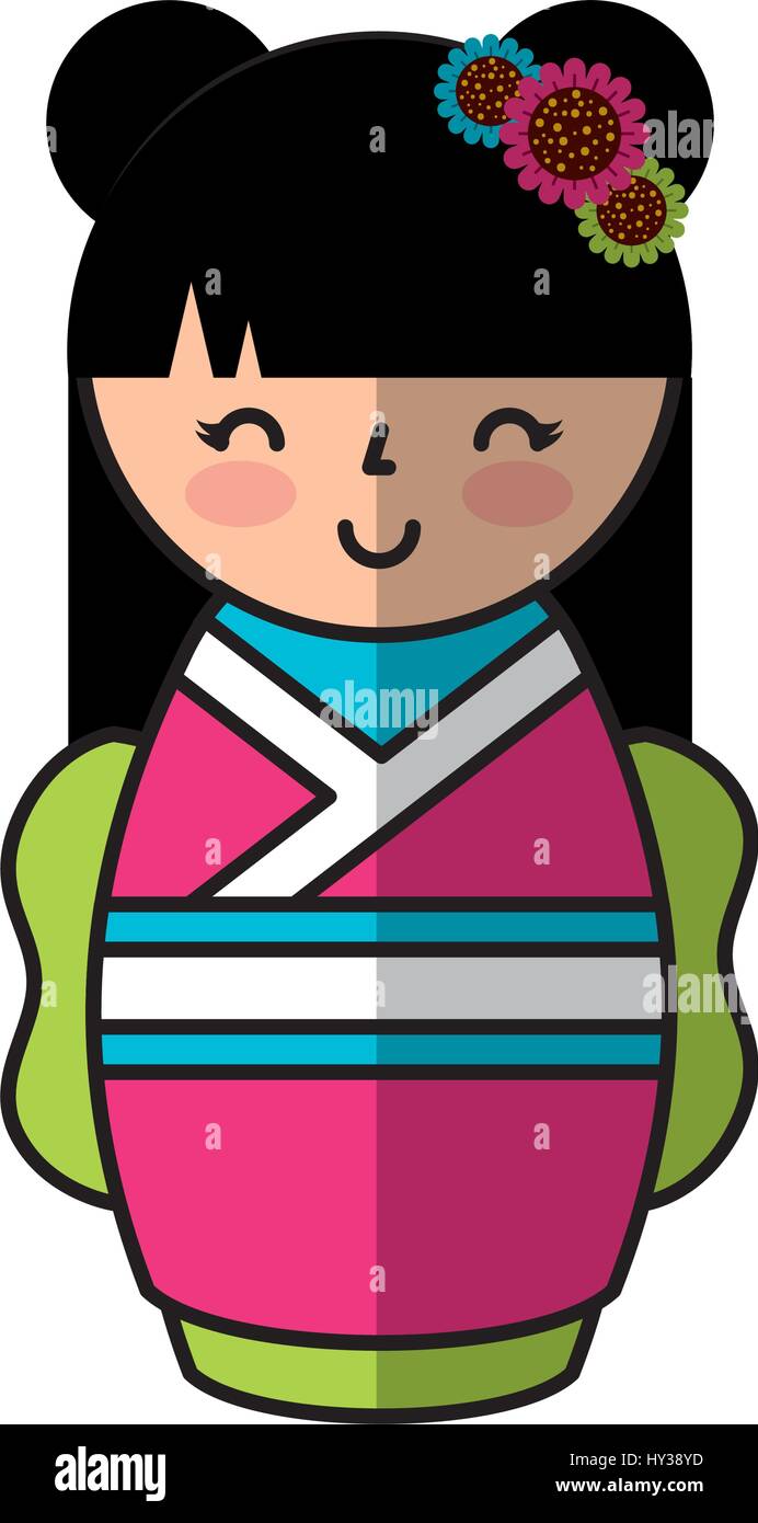 cute japanese doll icon vector illustration design Stock Vector Image ...