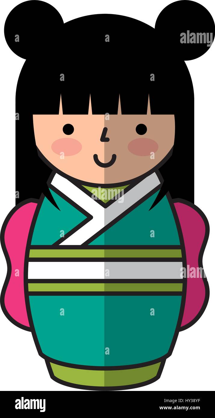 cute japanese doll icon vector illustration design Stock Vector Image ...