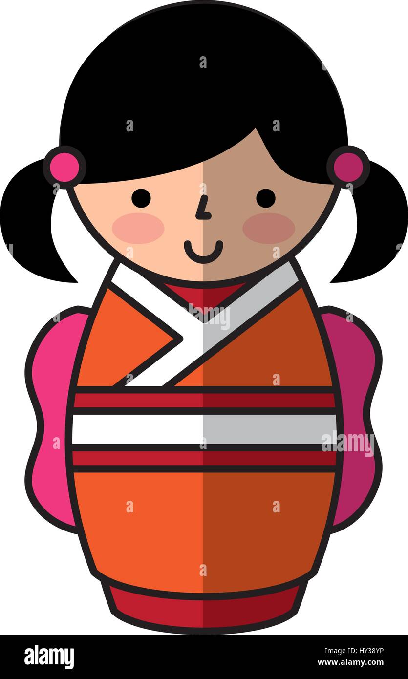 cute japanese doll icon vector illustration design Stock Vector Image ...