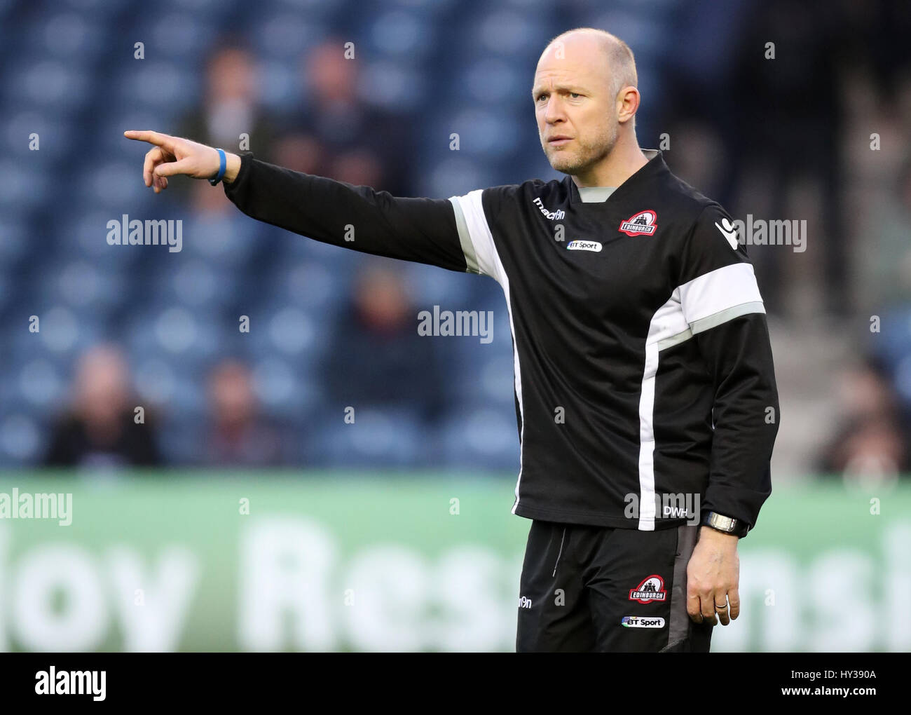 Edinburgh Rugby acting head coach Duncan Hodge during the Challenge Cup ...