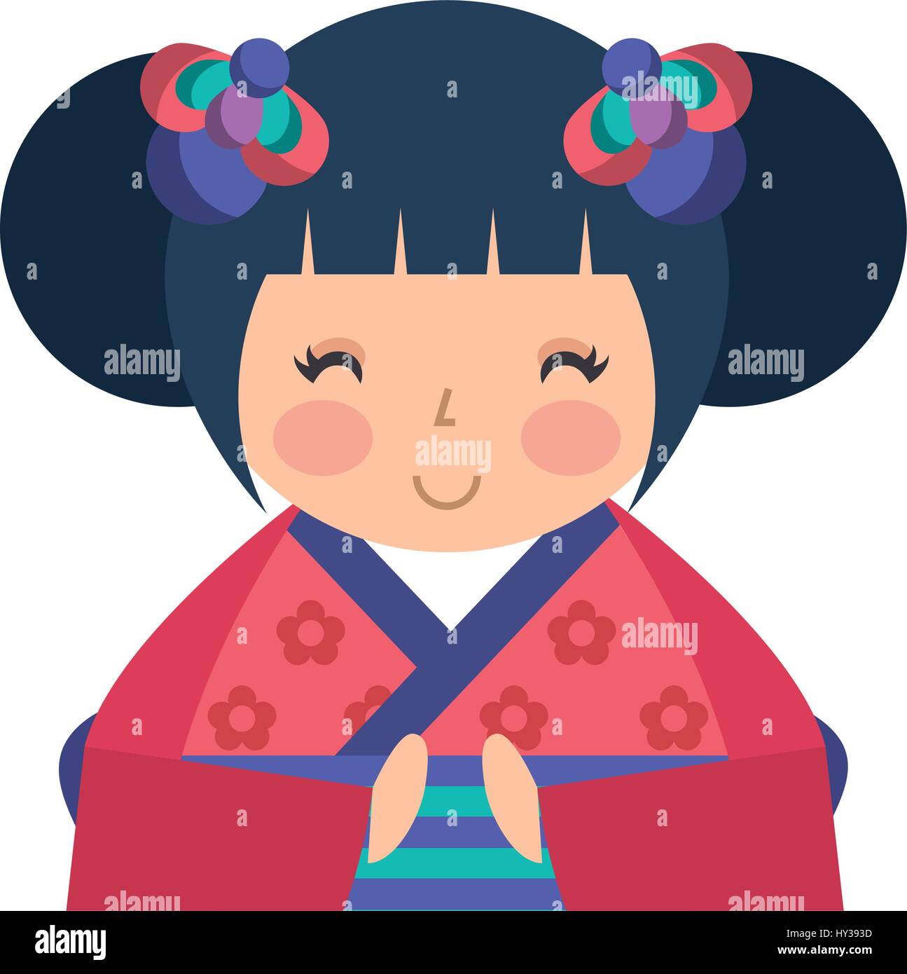 cute japanese doll icon vector illustration design Stock Vector Image ...