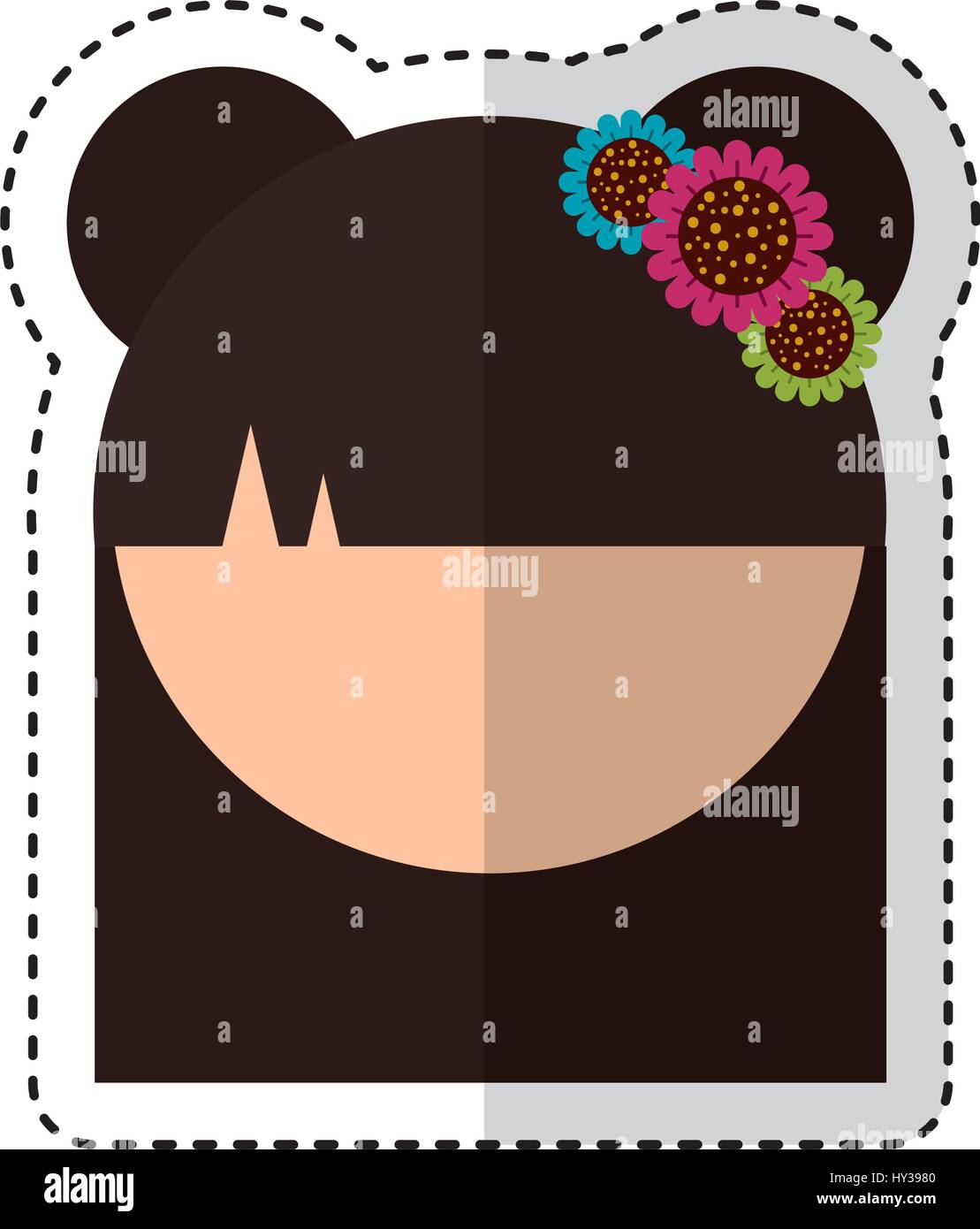 cute japanese doll head vector illustration design Stock Vector Image ...