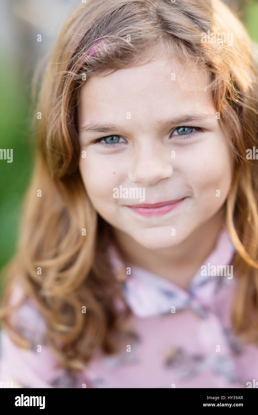 Sweden Vastmanland Hallefors Bergslagen Portrait Of Smiling Girl