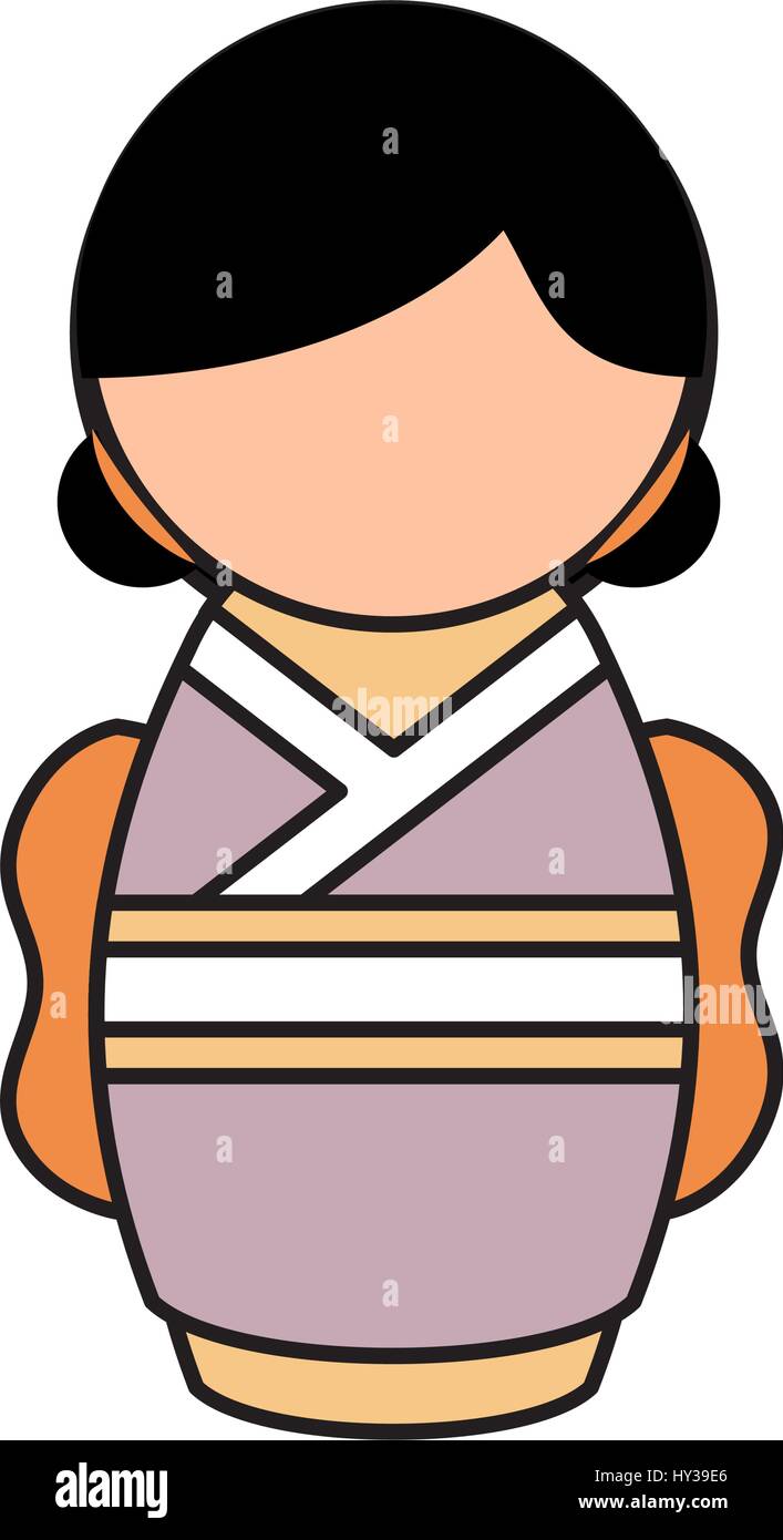 cute japanese doll icon vector illustration design Stock Vector Image ...
