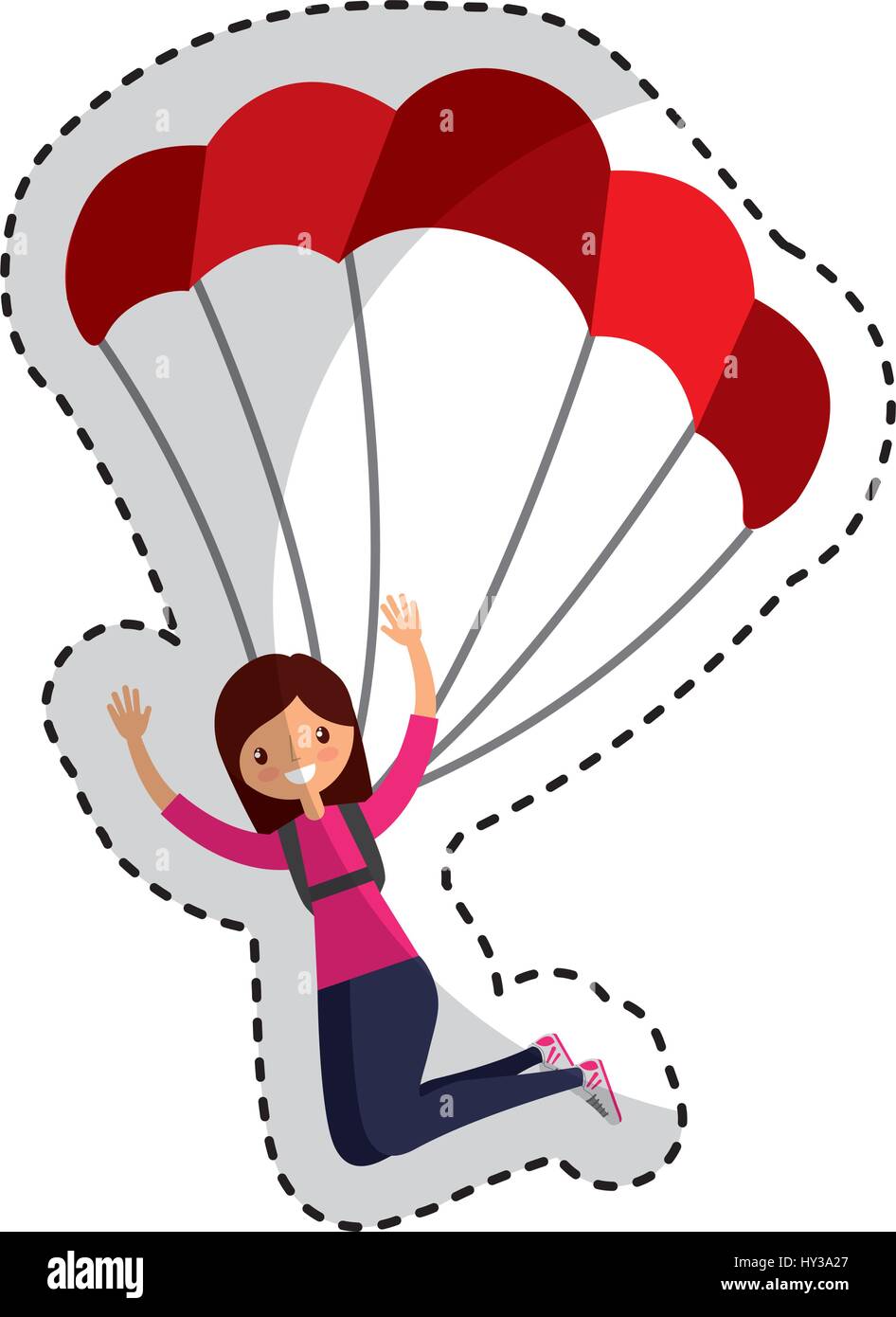 Young woman parachute vector illustration hi-res stock photography and ...