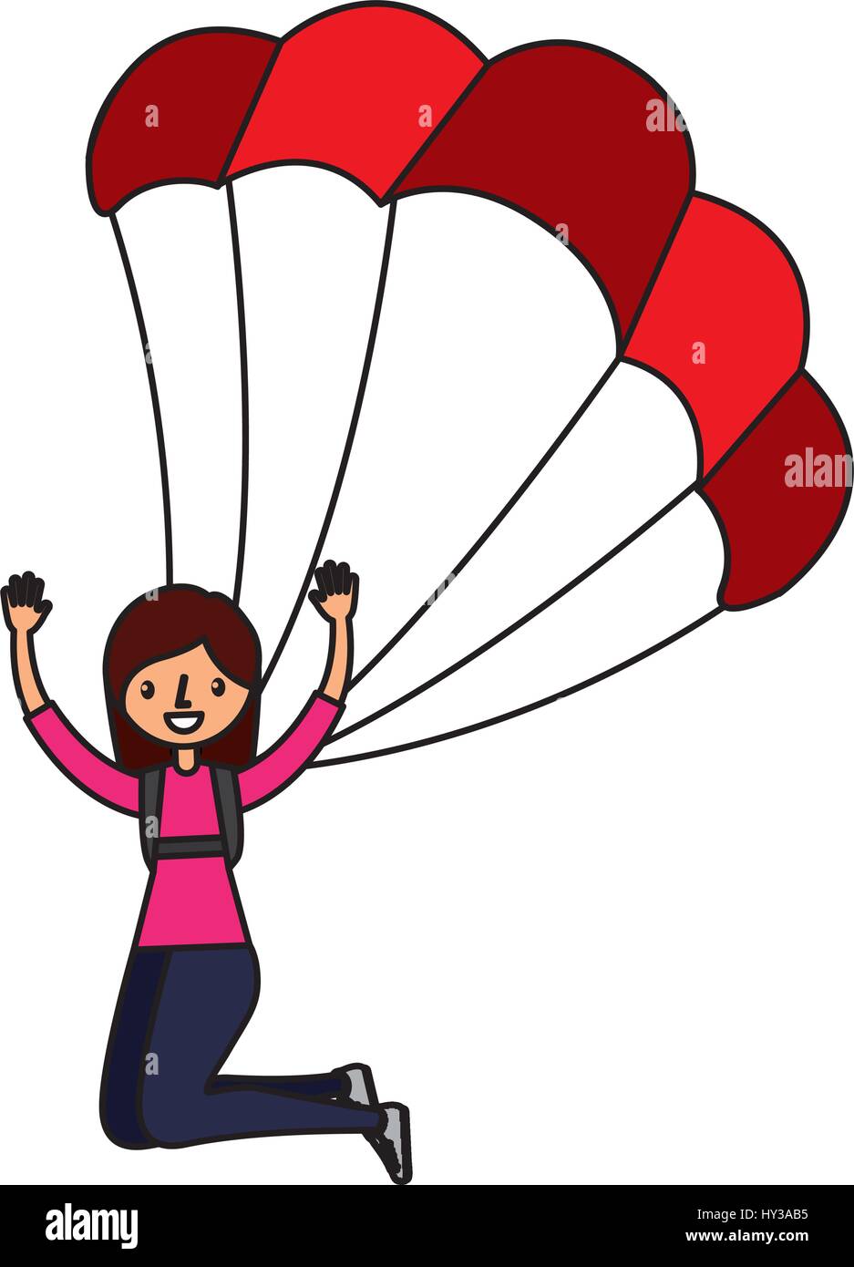 Young woman parachute vector illustration hi-res stock photography and ...