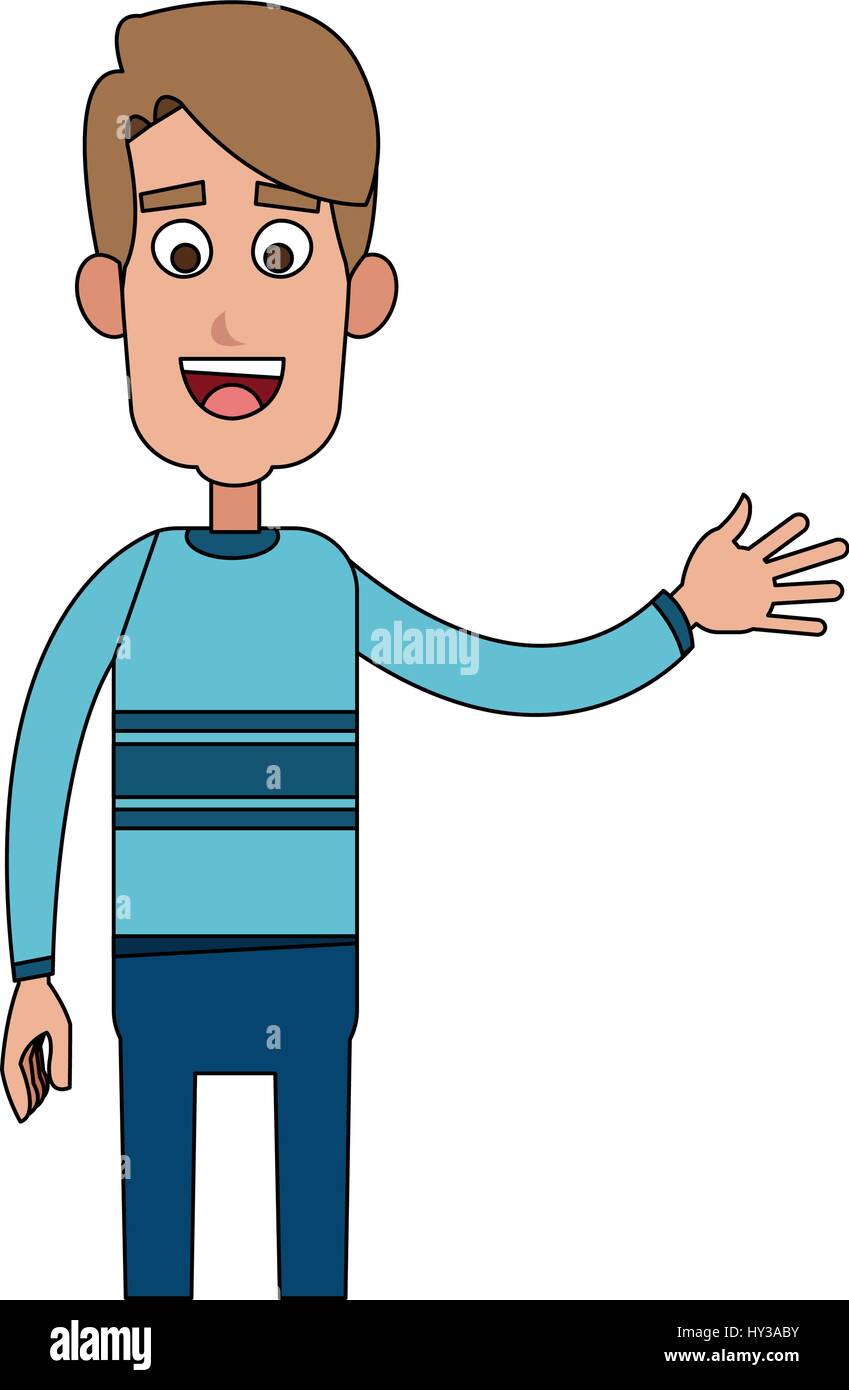 happy handsome blonde man waving hand cartoon icon image Stock Vector ...