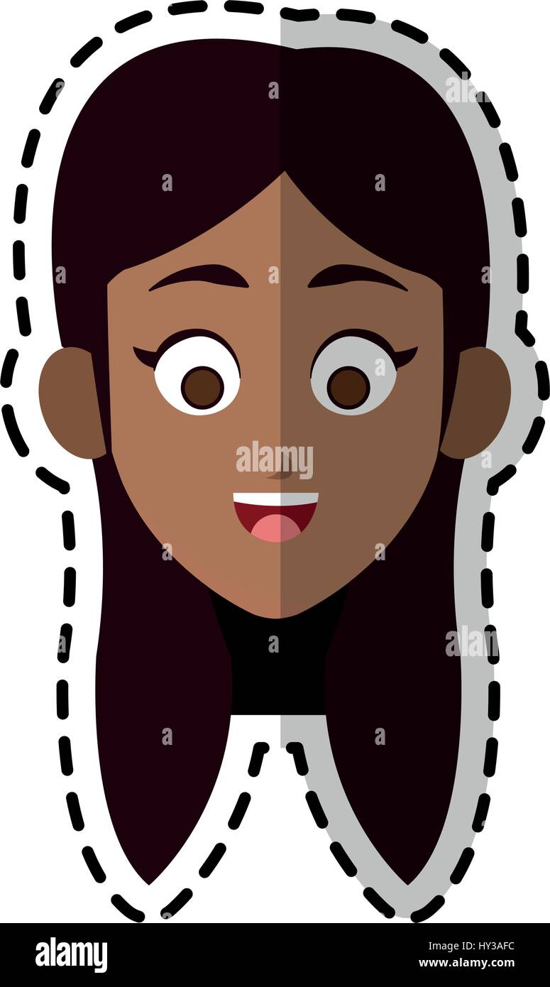 happy girl kid or child with dark skin icon image vector illustr Stock ...
