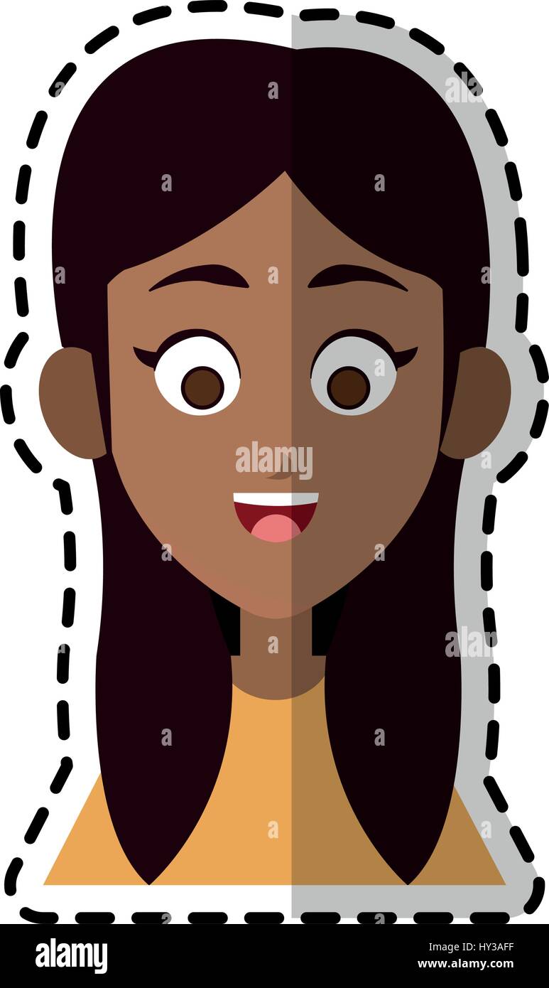 happy girl kid or child with dark skin icon image vector illustr Stock ...