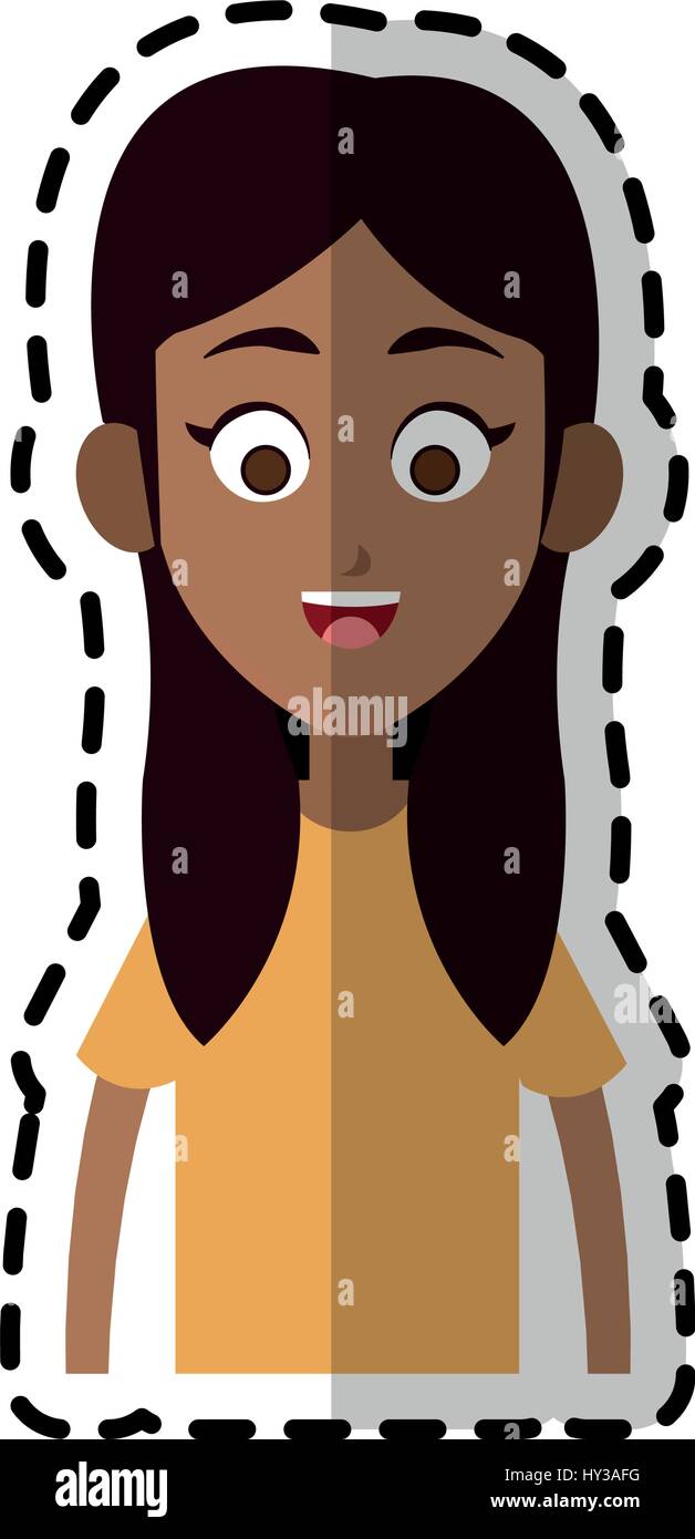 happy girl kid or child with dark skin icon image vector illustr Stock ...