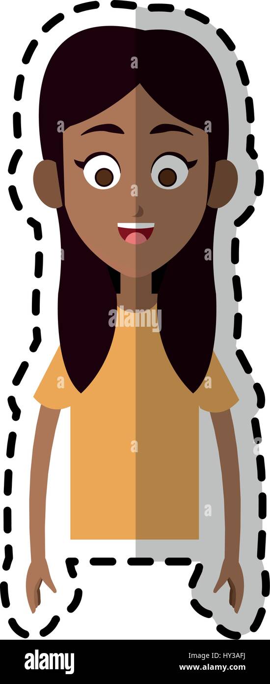 happy girl kid or child with dark skin icon image vector illustr Stock ...