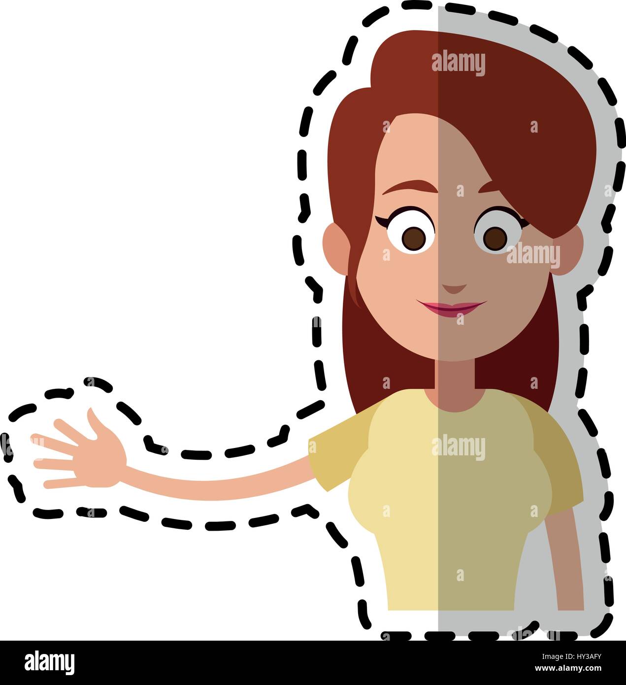 Happy woman waving hand cartoon hi-res stock photography and images - Alamy