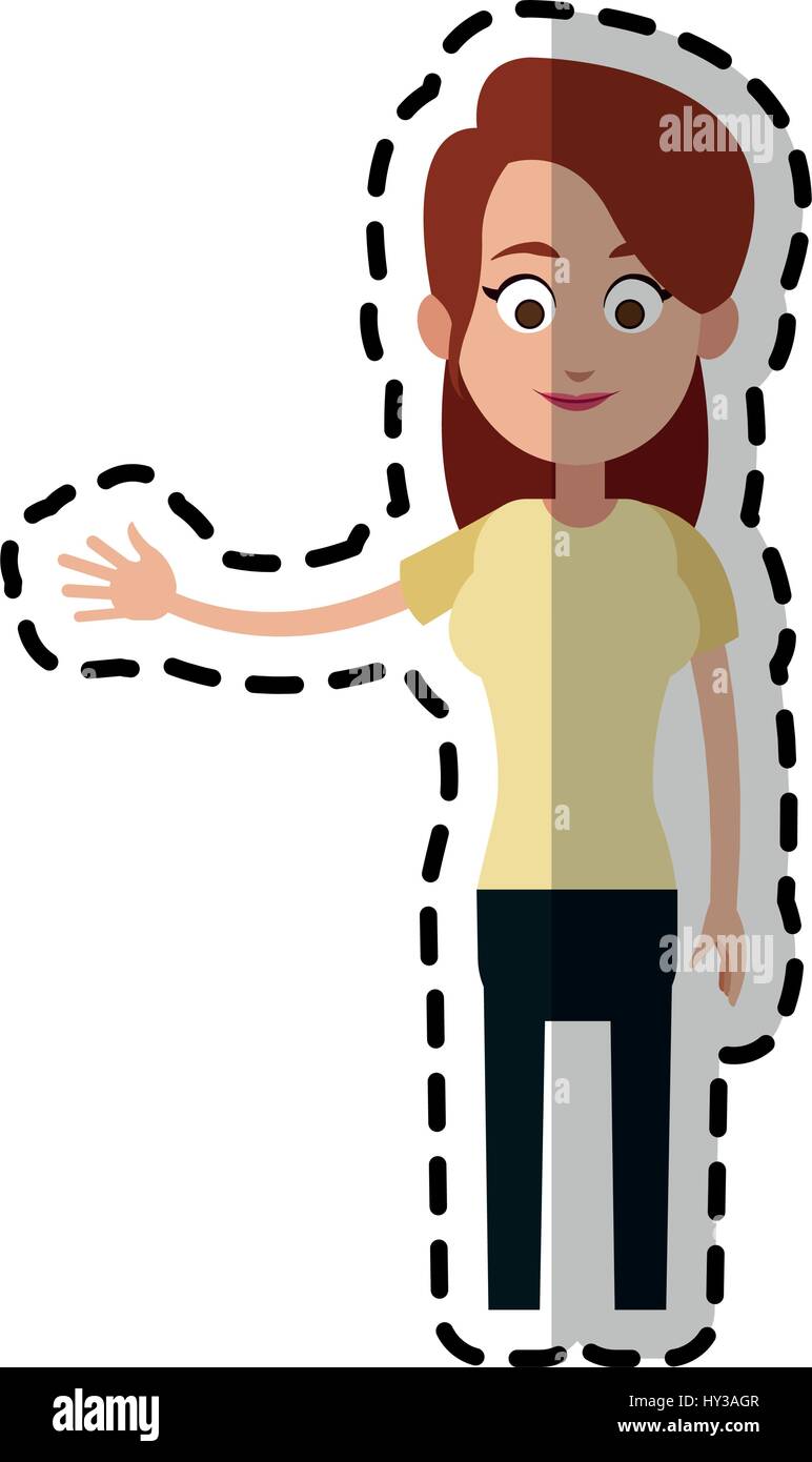 happy woman waving hand cartoon icon image Stock Vector Image & Art - Alamy