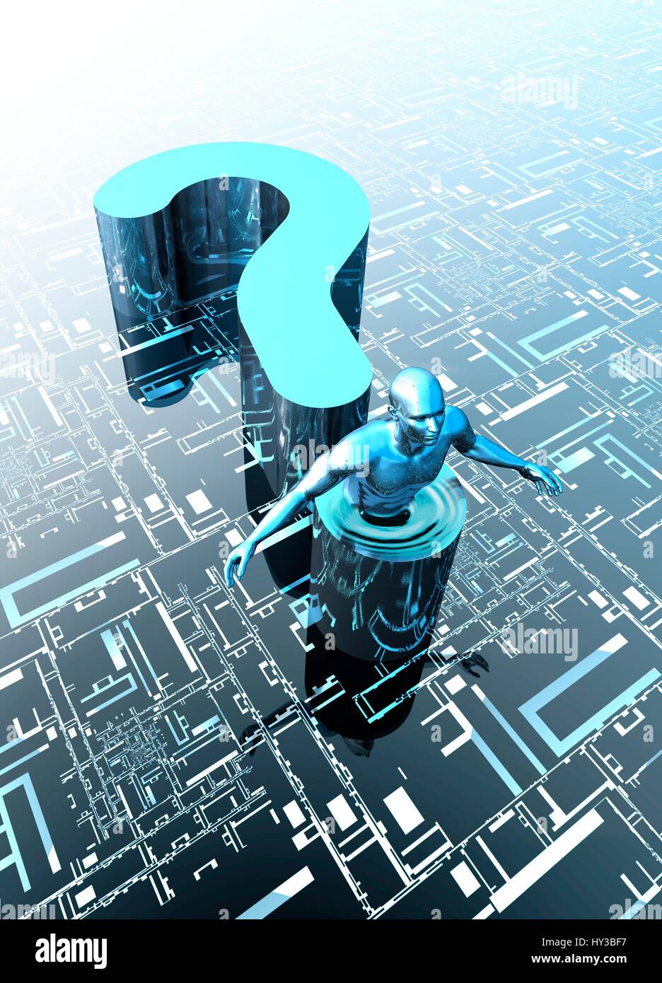 Question mark and human form, illustration Stock Photo - Alamy
