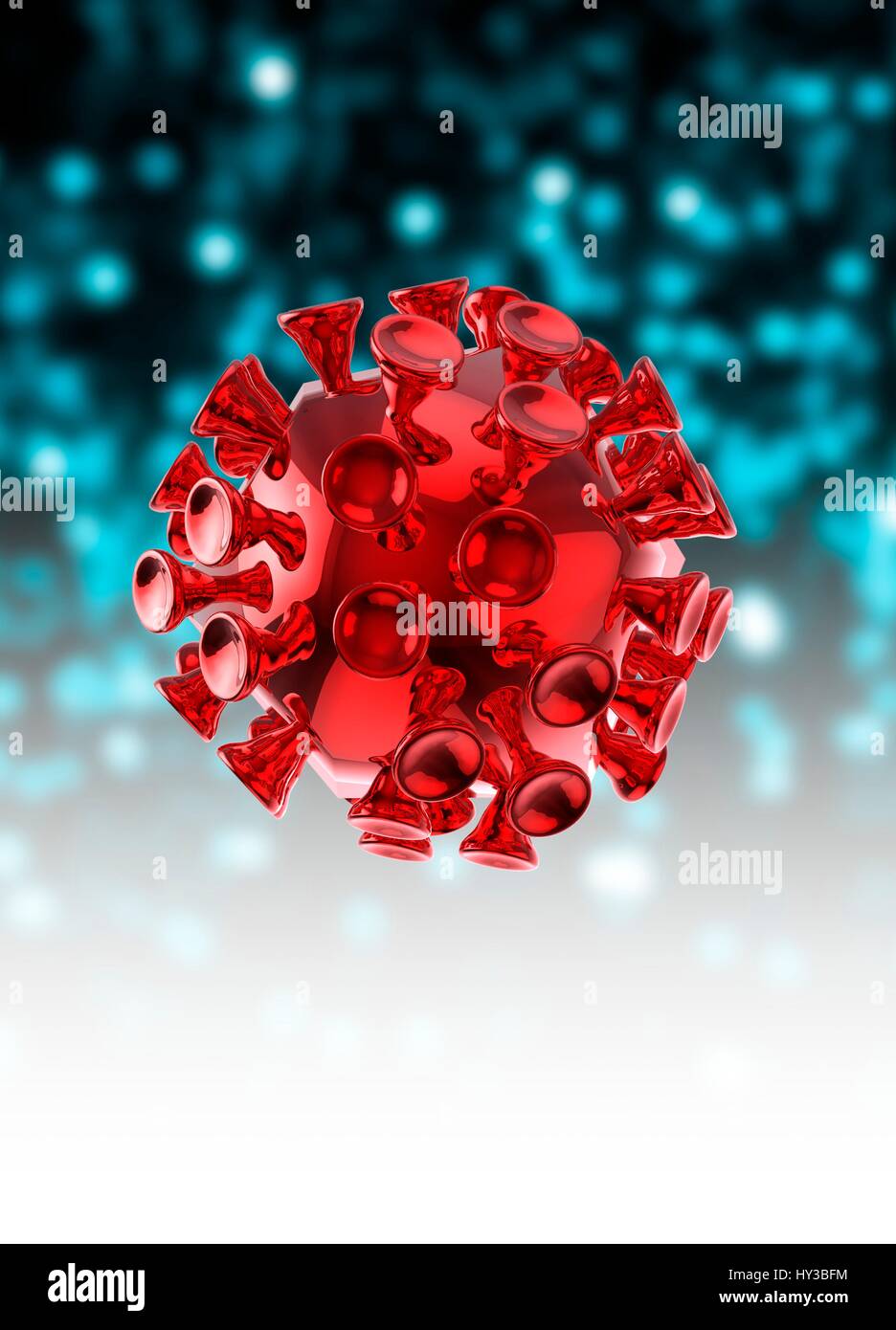 HIV (human immunodeficiency virus) particle, conceptual illustration ...