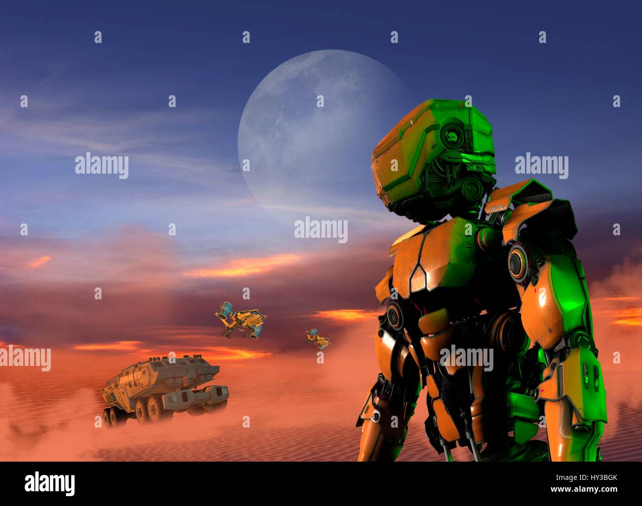 Robot on planet surface, illustration Stock Photo - Alamy