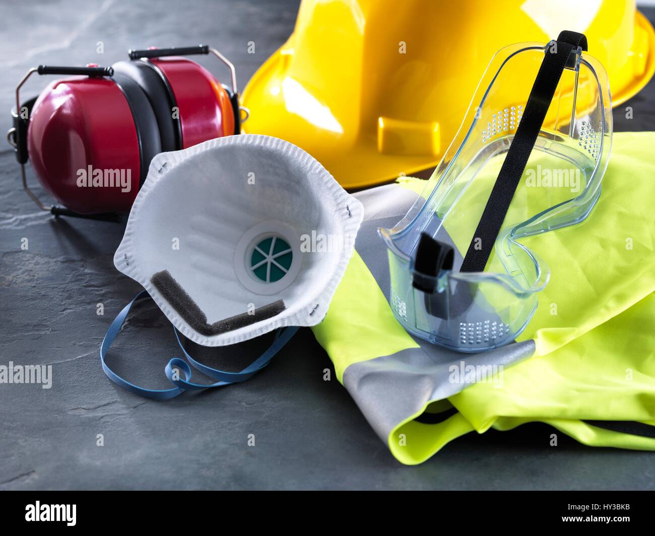 Construction Site Safety Hat And Mask High Resolution Stock Photography ...