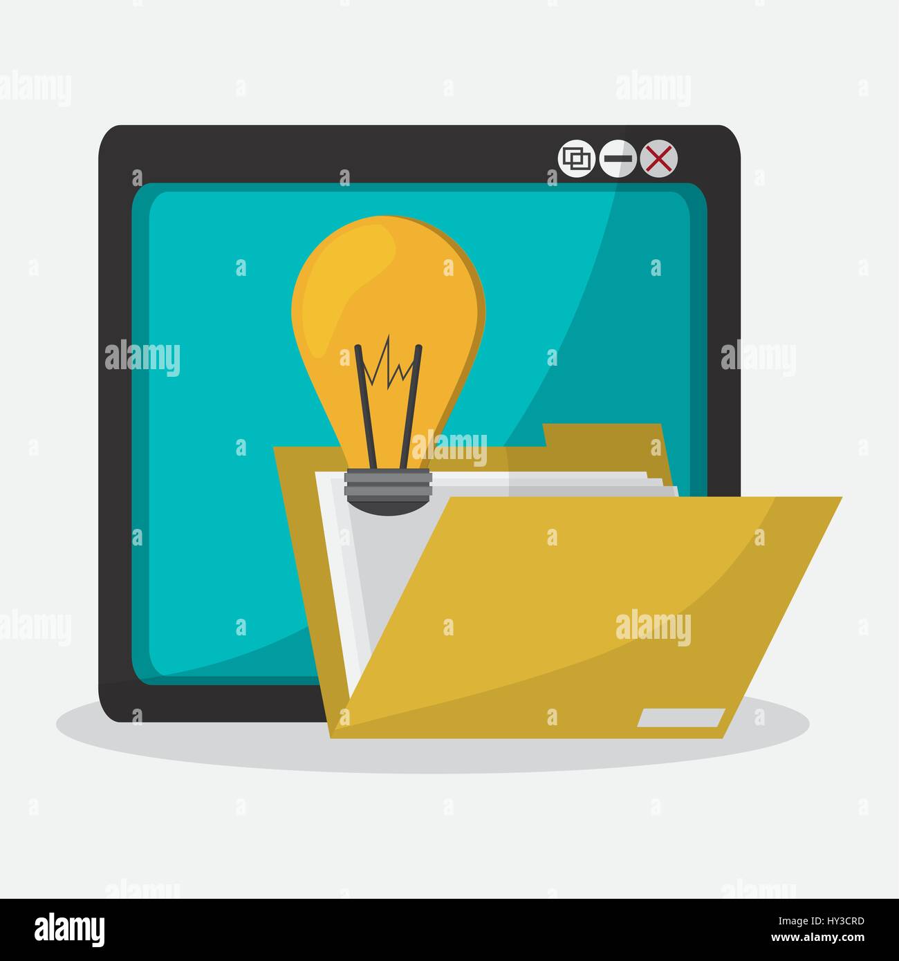 tablet file folder and lightbulb idea related icons image Stock Vector ...