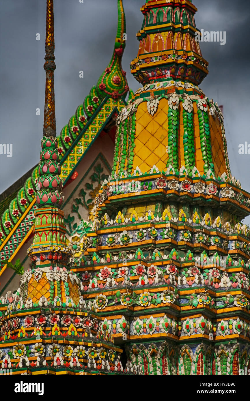 Stupa colors from a Thai temple in Bangkok Thailand Stock Photo - Alamy