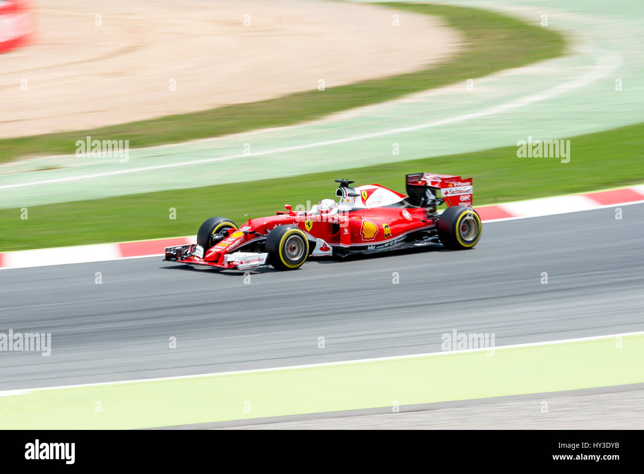 BARCELONA - MAY 13: Sebastian Vettel drives the Scuderia Ferrari car on ...