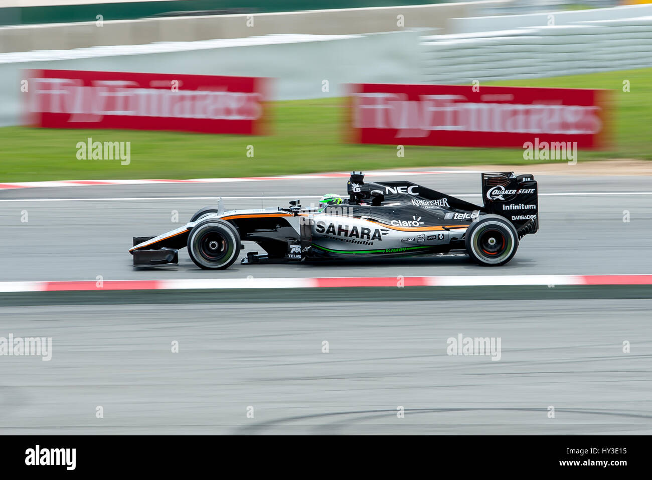 BARCELONA - MAY 13: Sergio Perez drives the Sahara Force India F1 Team ...