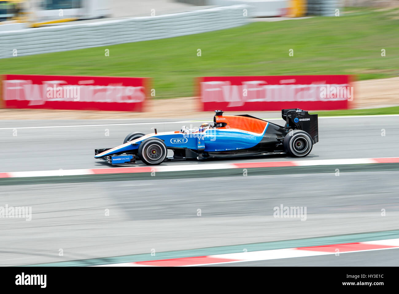 BARCELONA - MAY 13: Pascal Wehrlein drives the Manor Racing MRT car on ...