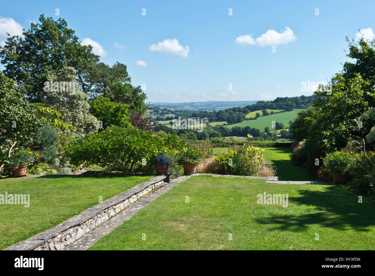 The view across the Millenium Garden at Burrow Farm Gardens, also known ...
