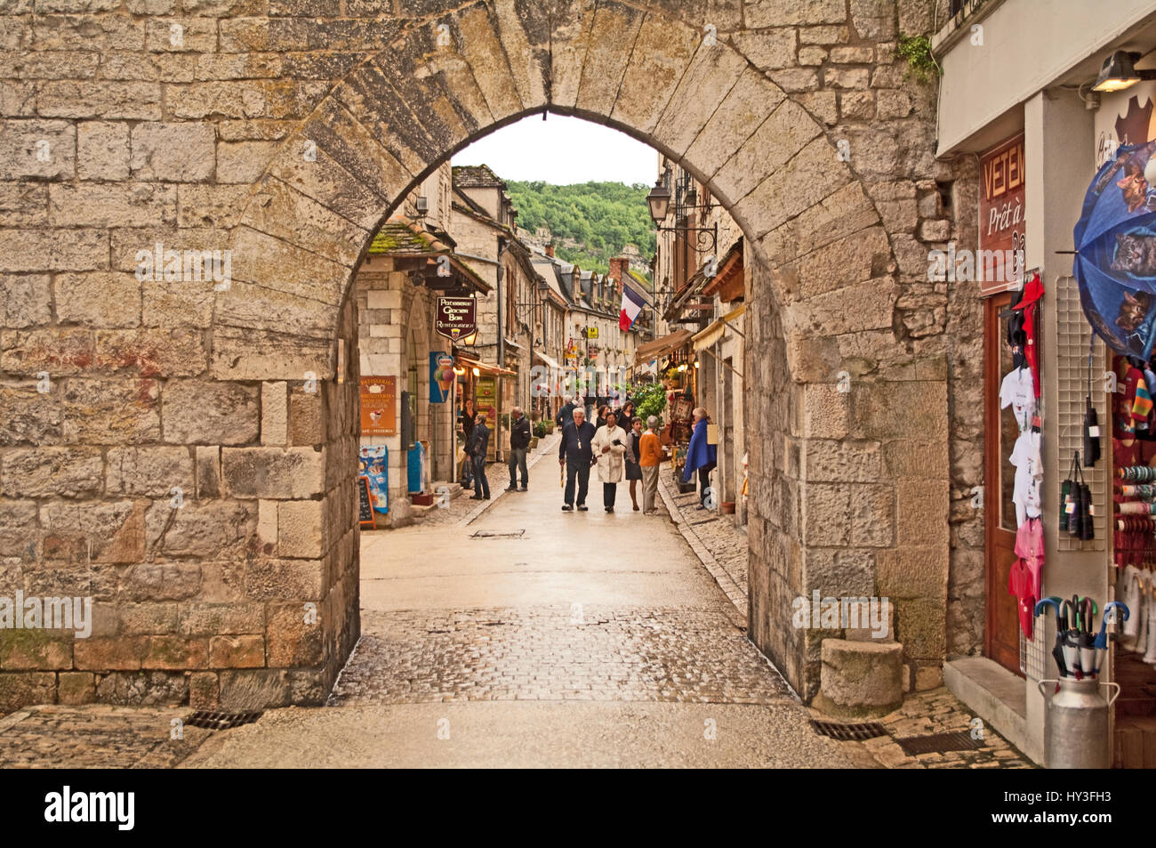 Rocamadour, Medieval Town, Narrow Road Shopping Street with Arch, France, Europe Stock Photo - Alamy