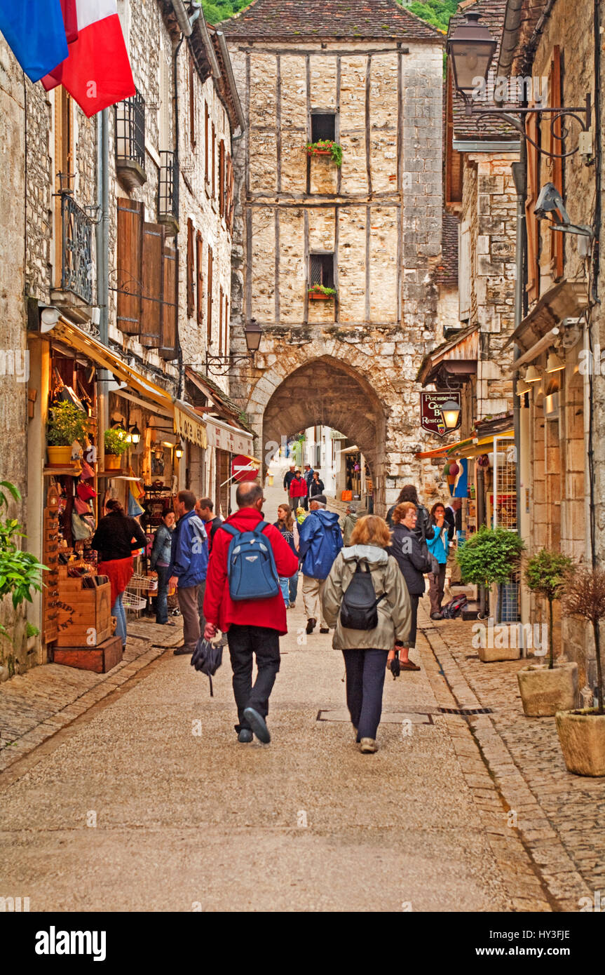 Rocamadour, Medieval Town, France, Narrow Road, Shopping Street, La Porte Salmon, Arch Stock ...