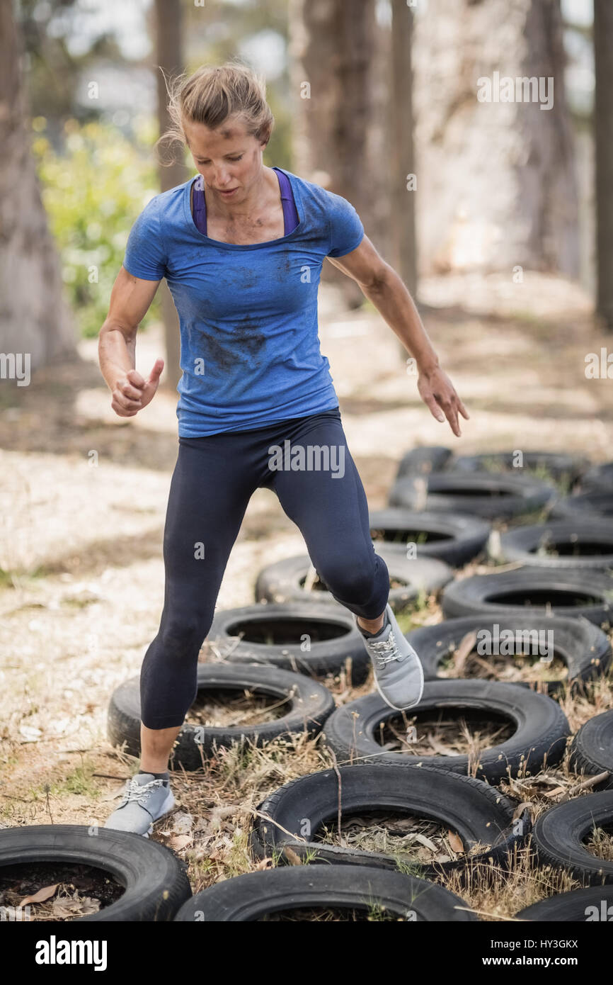 Woman boot camp tyre fitness hi-res stock photography and images - Alamy