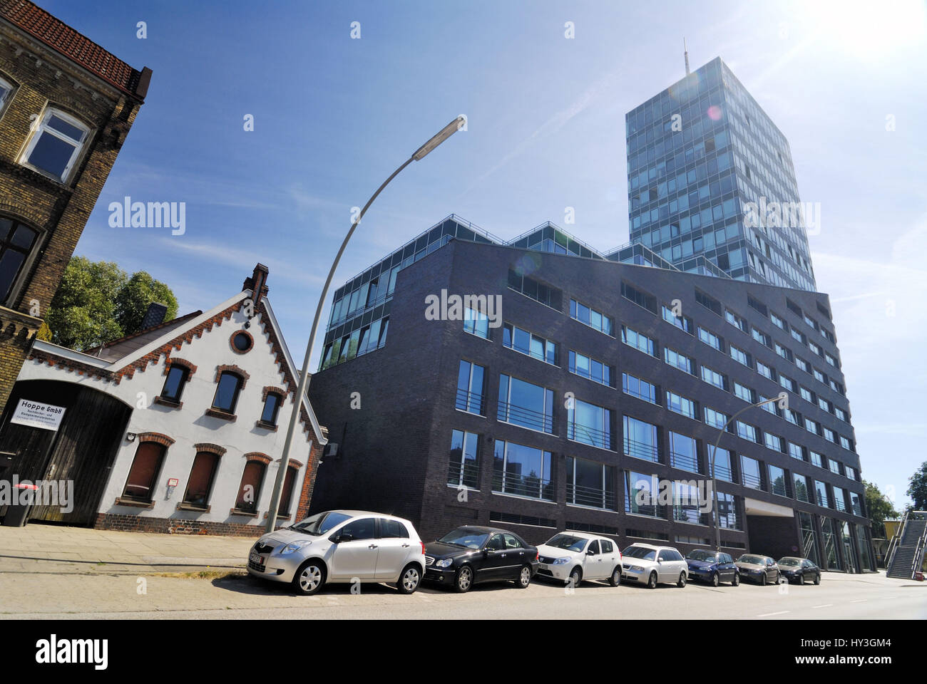 Channel Tower and house in the Karnapp in castle Har, Hamburg, Germany ...