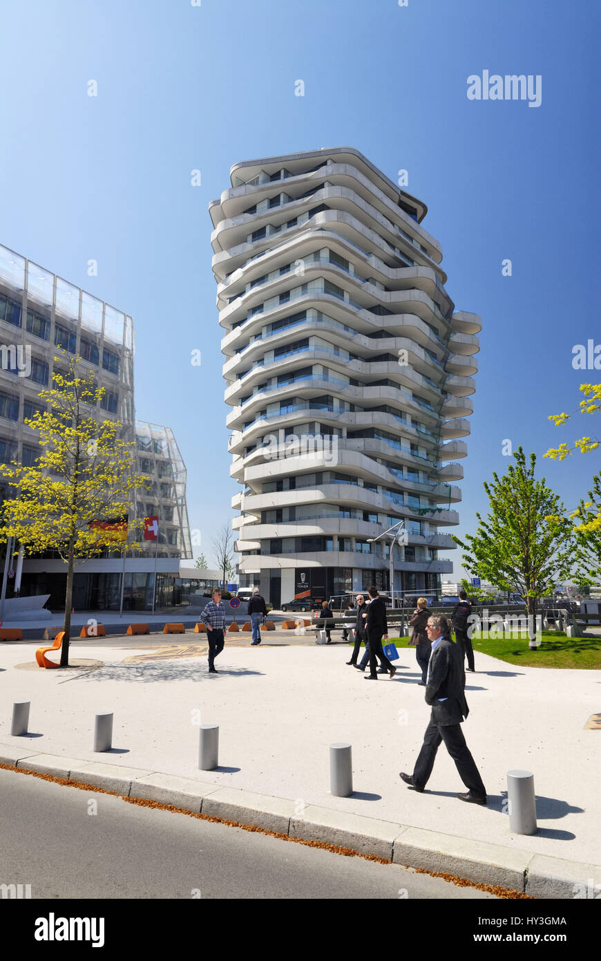 The residential tower Marco-Polo-Tower in the beach quay in the harbour ...